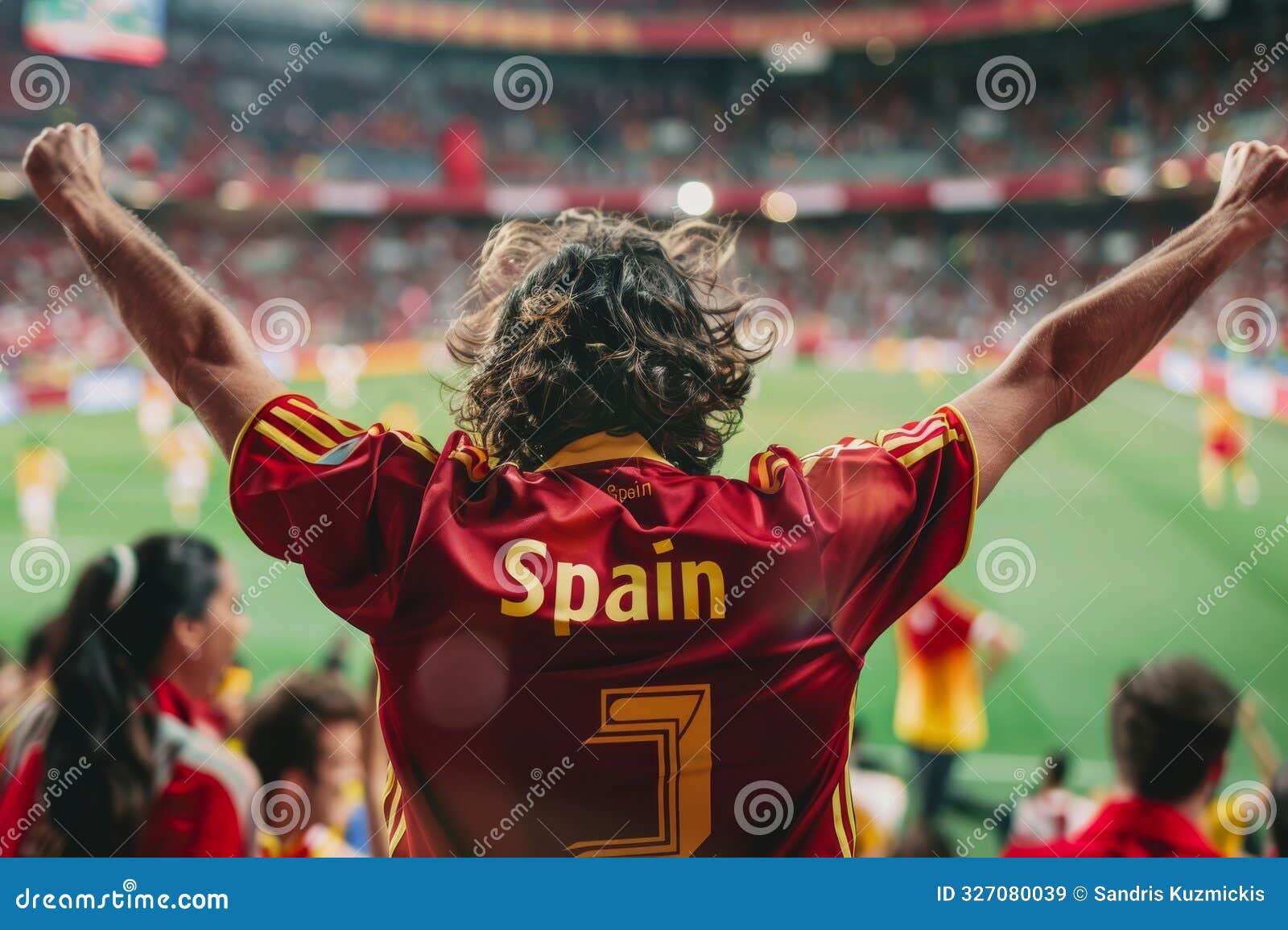 Happy Fan Screaming Supporting Spain Team at Soccer. Generative AI ...