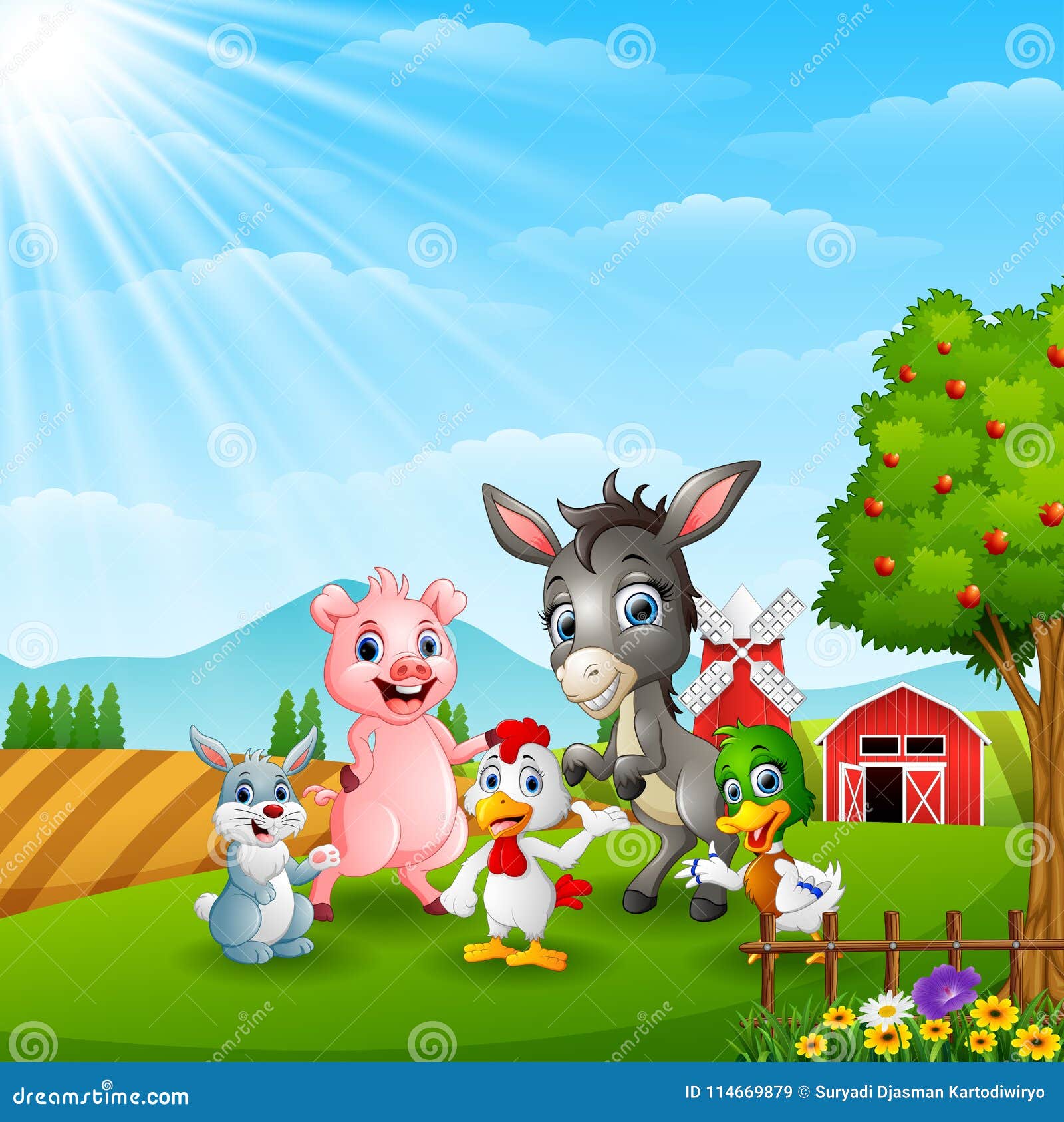 Set Of Happy Farm Organic Production Cartoon Style | CartoonDealer.com ...