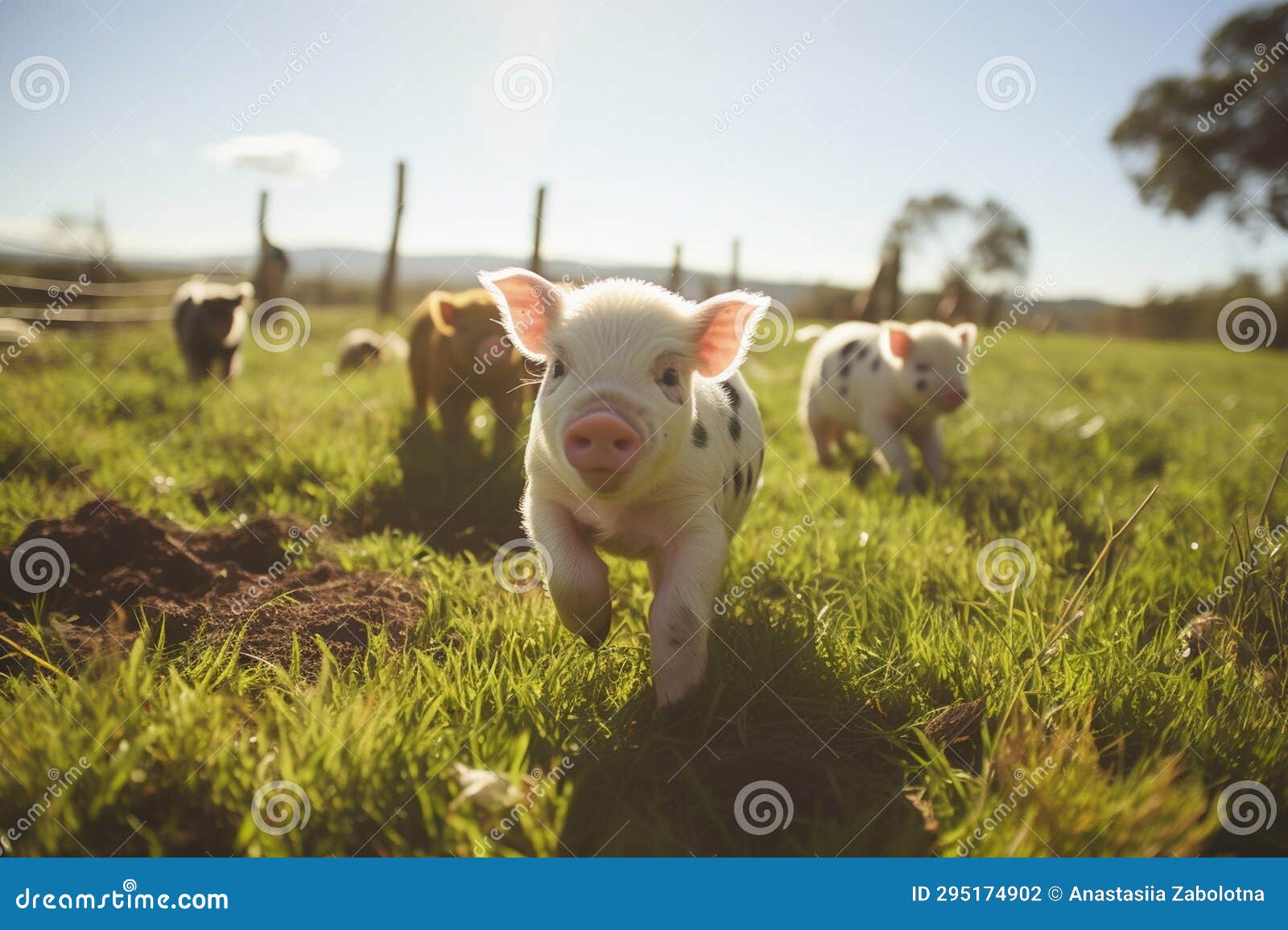 Happy Farm Animals in Open Fields Stock Illustration - Illustration of ...