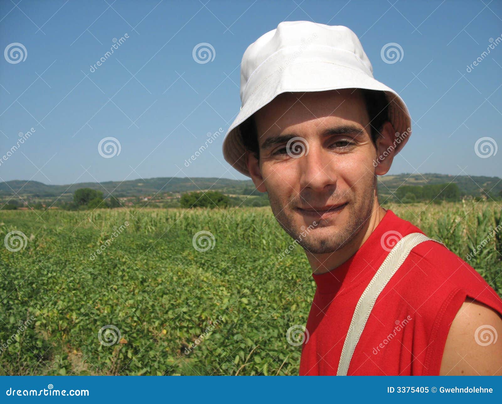 Happy Farmer stock image. Image of head, fields, foliage - 3375405