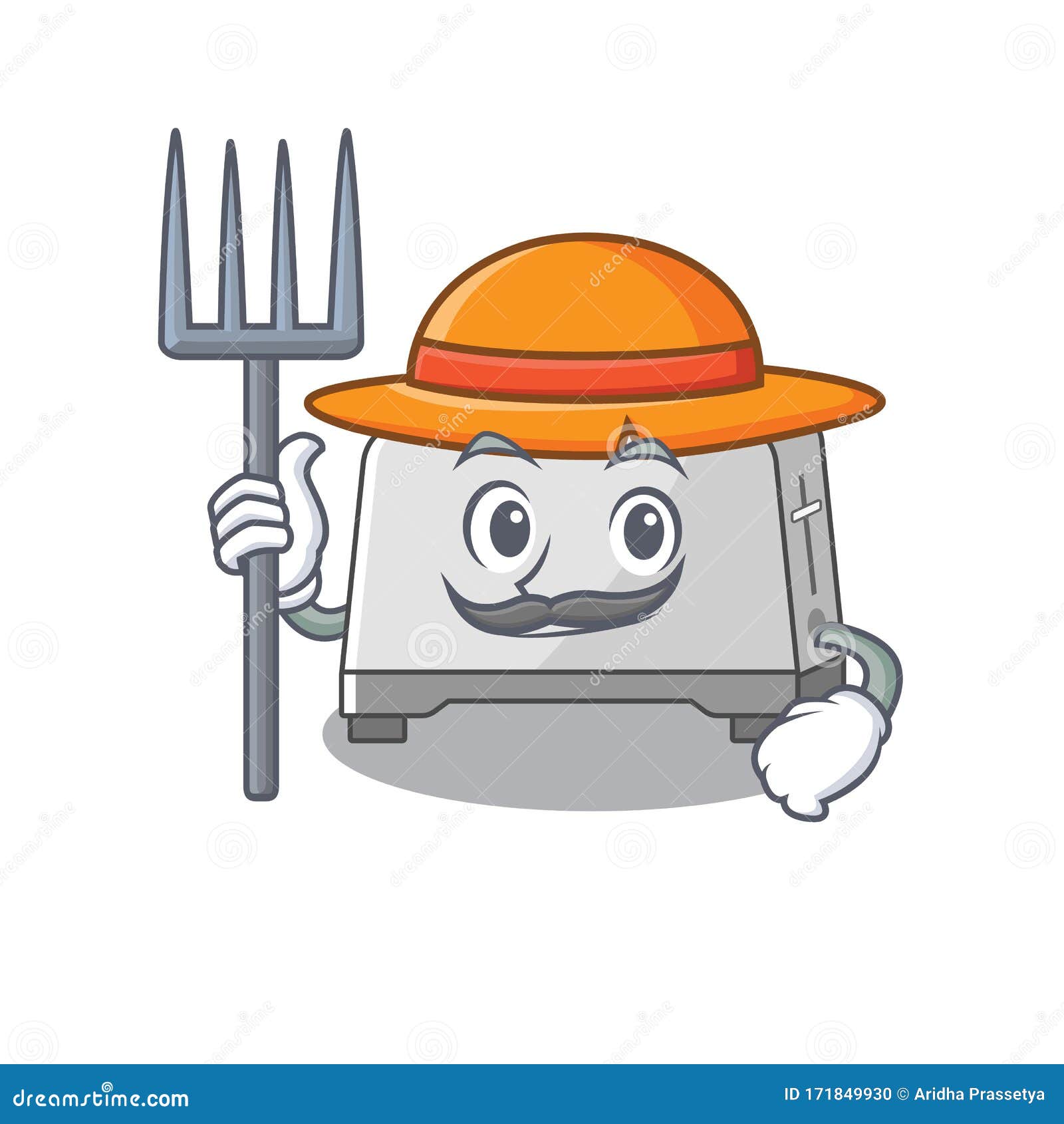 Happy Farmer Bread Toaster Cartoon Picture with Hat and Tools Stock ...