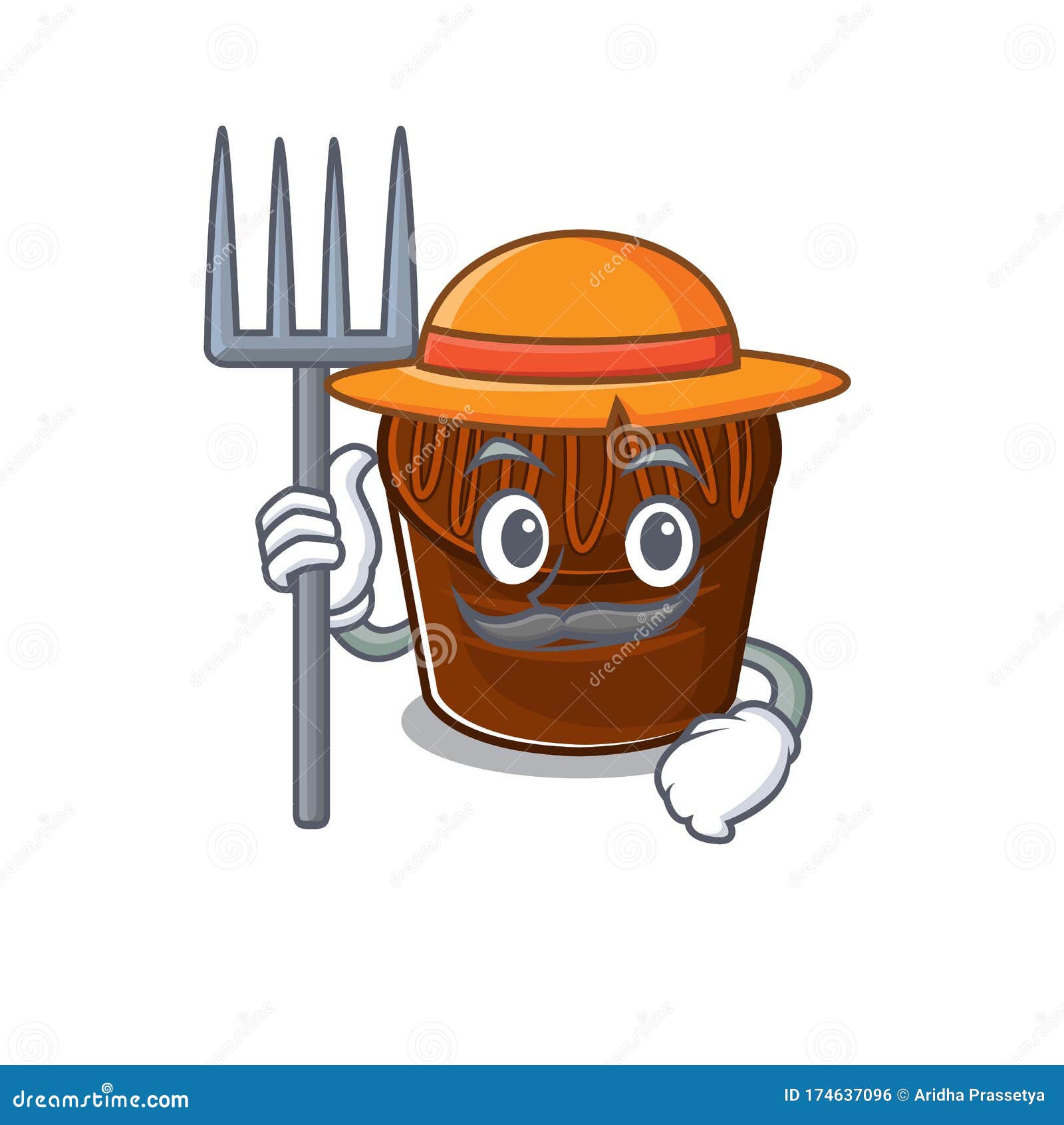 Happy Farmer Chocolate Candy Cartoon Picture with Hat and Tools Stock ...