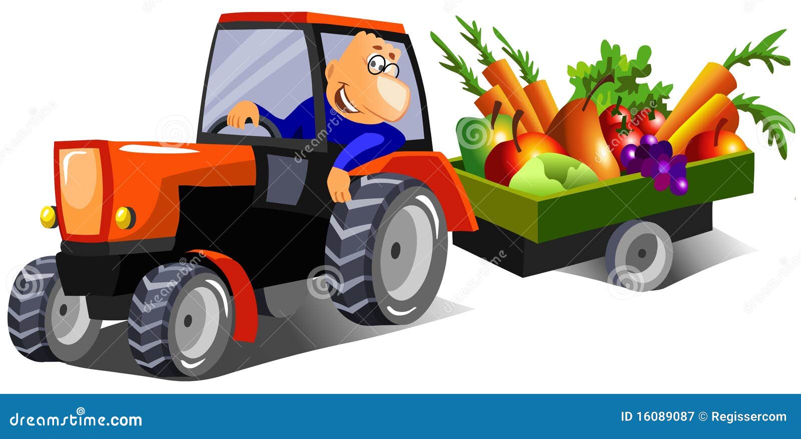 Happy Farmer Driving a Tractor Stock Illustration - Illustration of ...