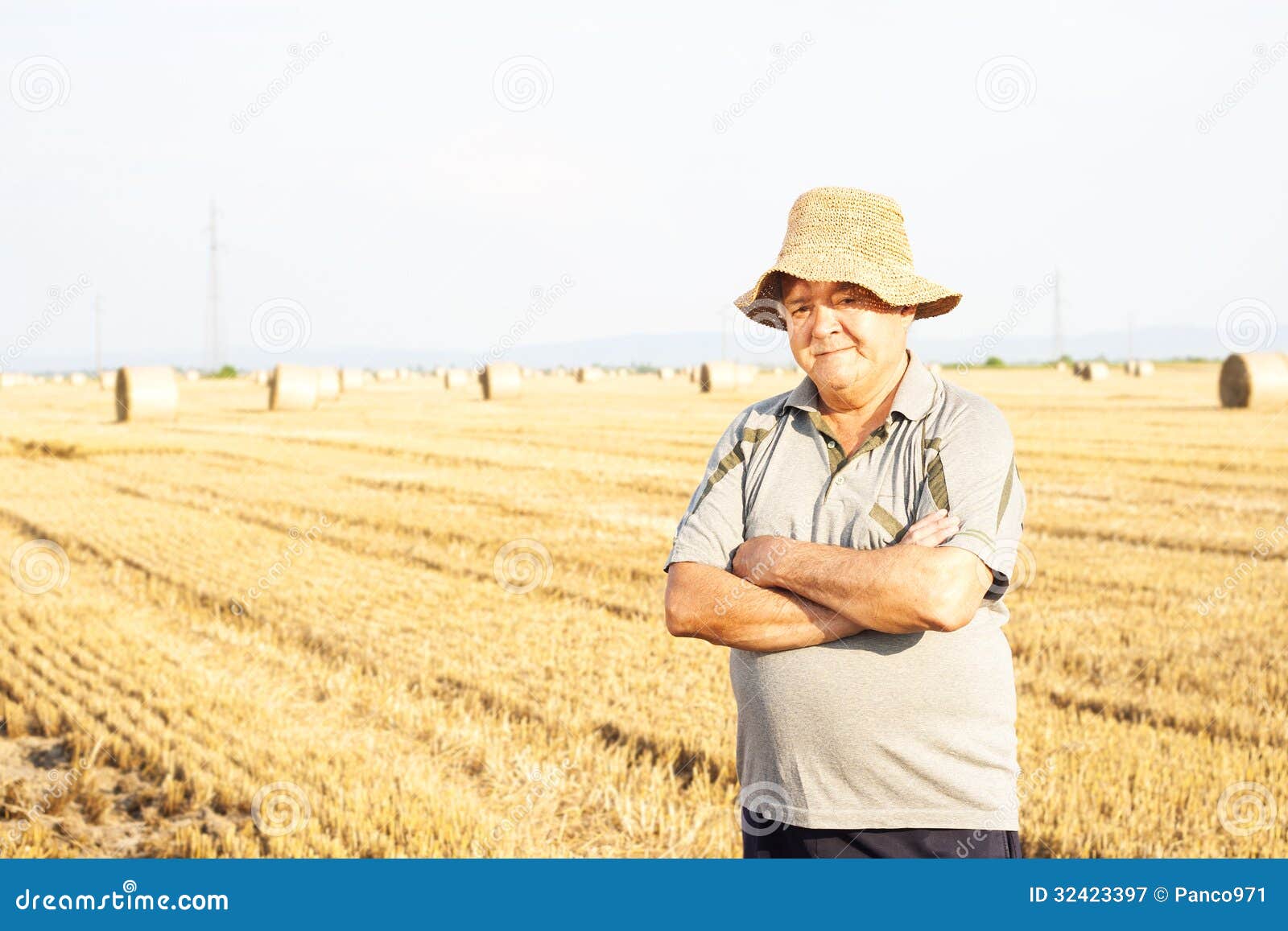 Happy farmer in the fields stock image. Image of wealth - 32423397