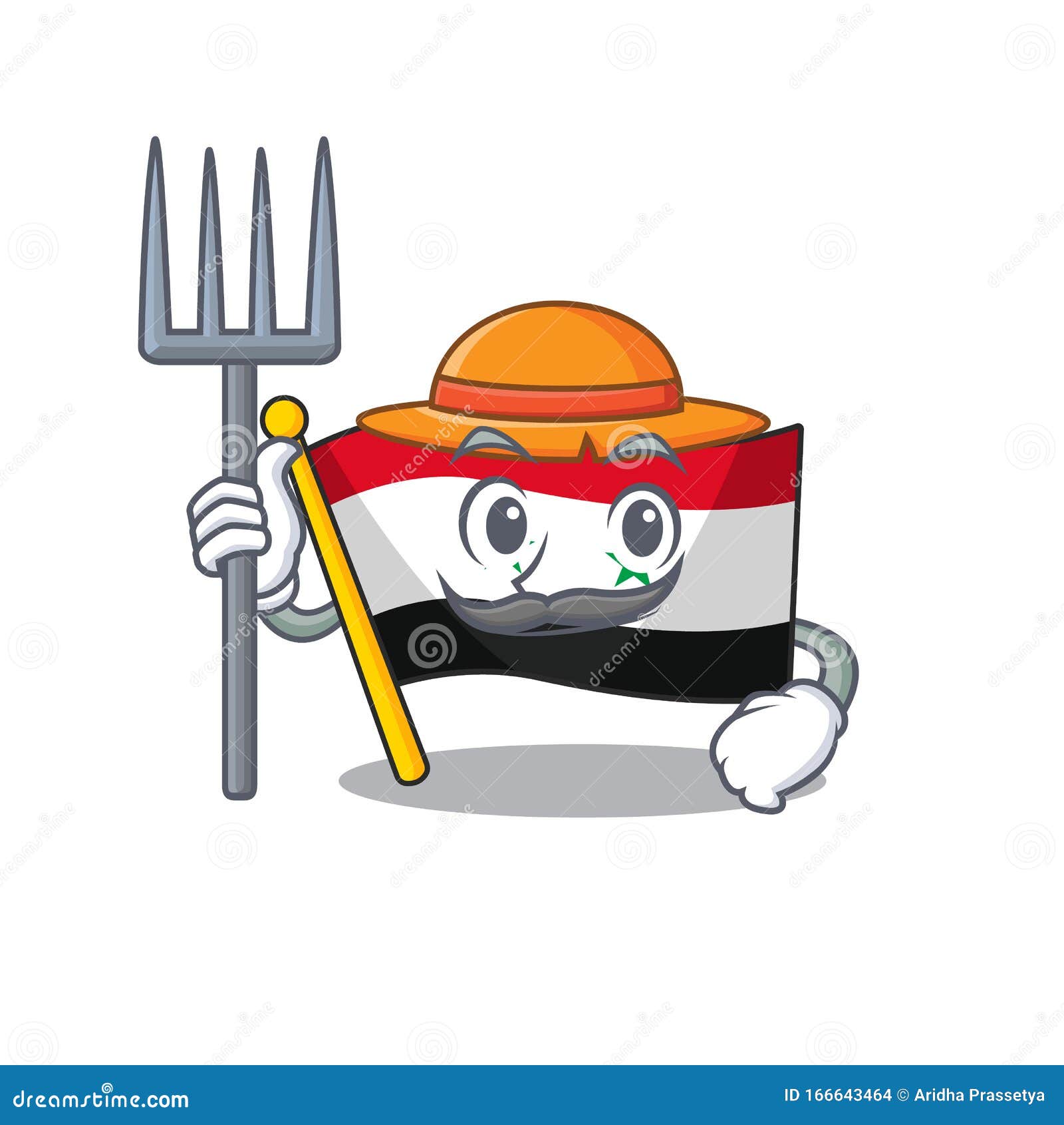 Happy Farmer Flag Syria Scroll Cartoon Character with Hat and Tools ...