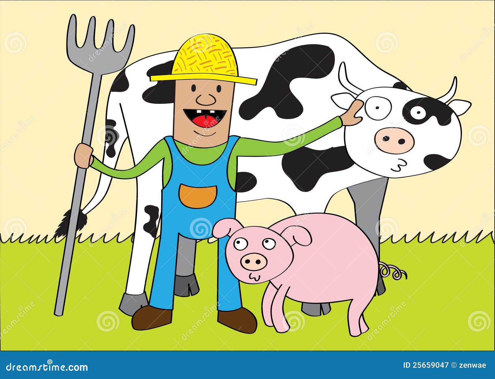 Happy farmer and friends stock vector. Illustration of sunset - 25659047