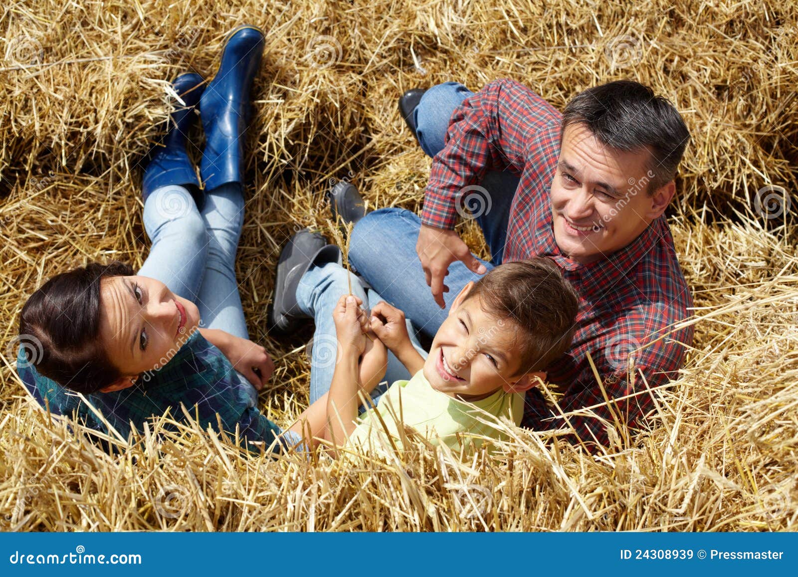 Happy farmers stock image. Image of child, female, countryside - 24308939