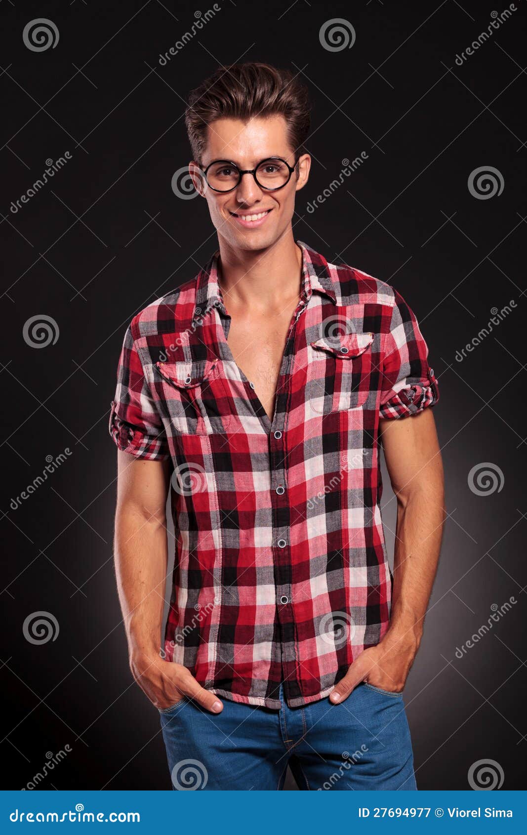 Happy fashion man smiling stock image. Image of jeans - 27694977