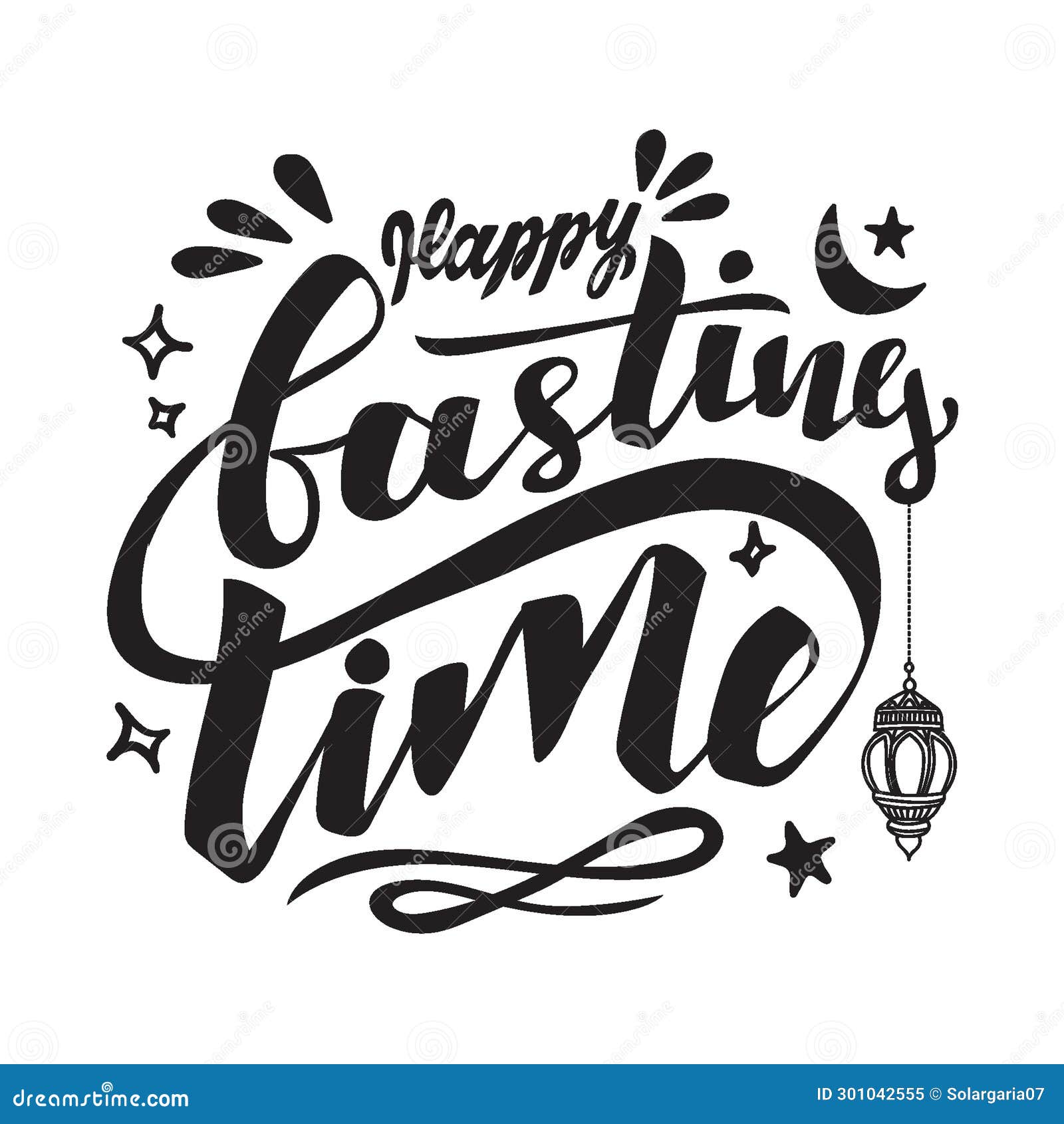 Happy Fasting Time, Lettering Design for Ramadan Stock Illustration ...