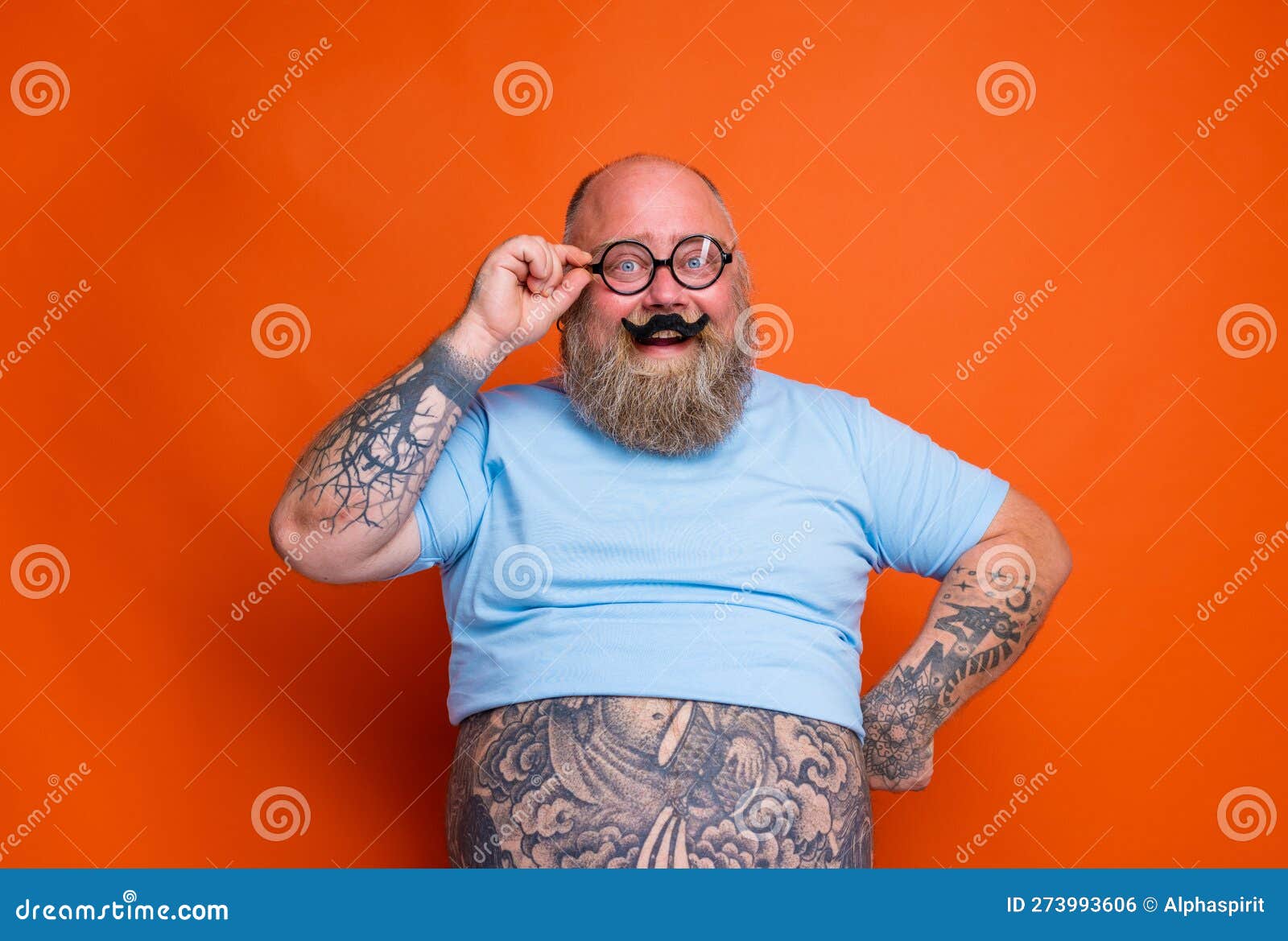 Happy Fat Man Acts Like a Nerd Person Stock Photo - Image of beard ...