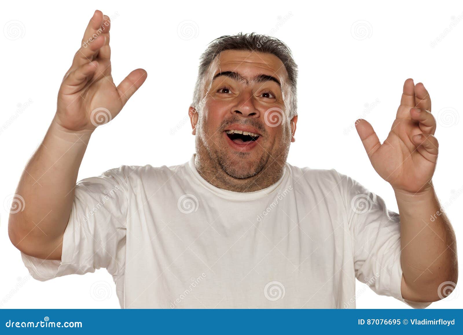 Happy fat man stock image. Image of hands, person, casual - 87076695