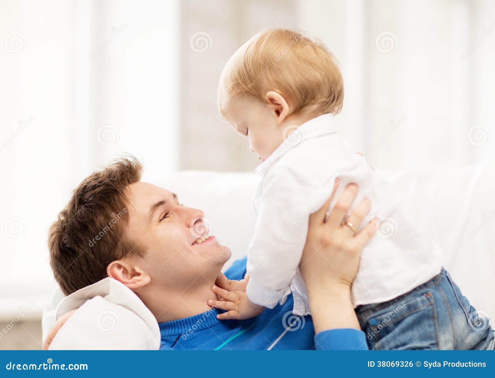 Happy Father with Adorable Baby Stock Photo - Image of family, caress ...