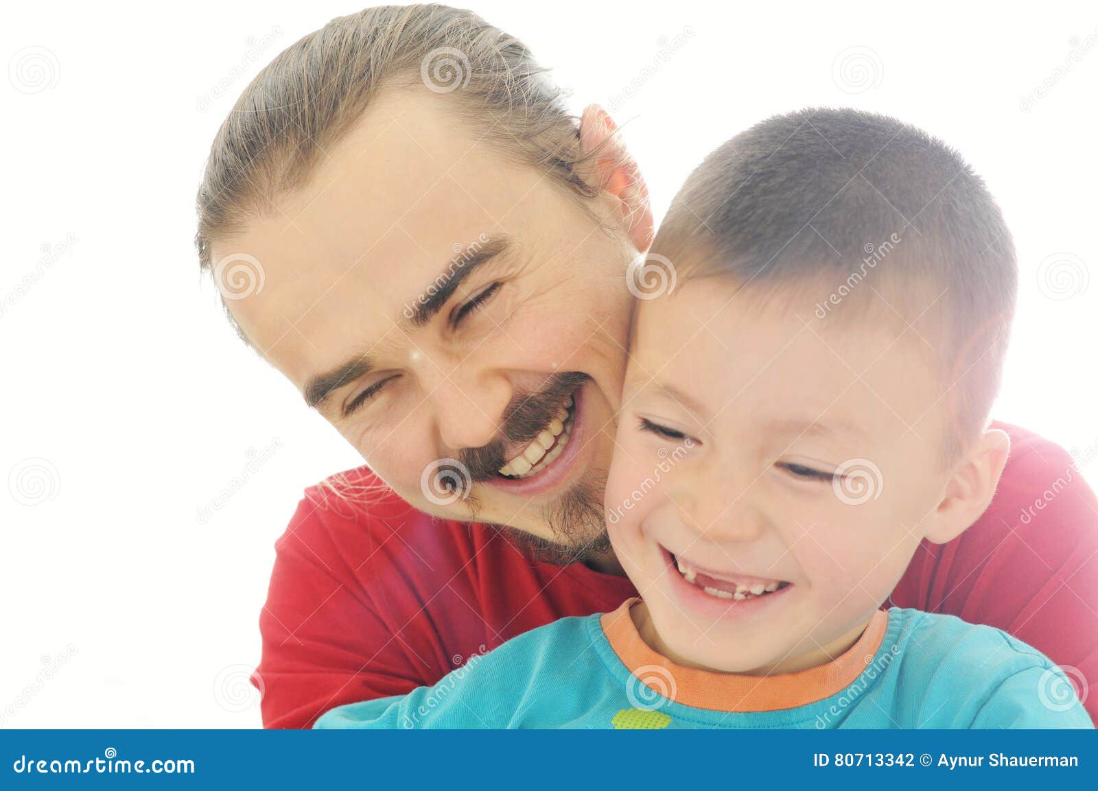 Happy Father and Boy Smiling Stock Photo - Image of toothless, white ...