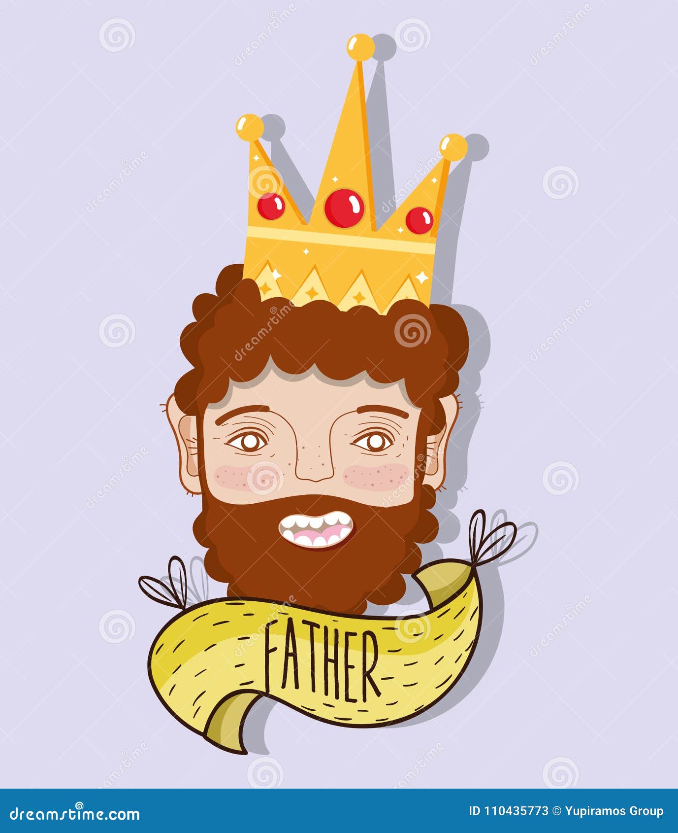 Happy Father with Crown and Beard Stock Vector - Illustration of ...