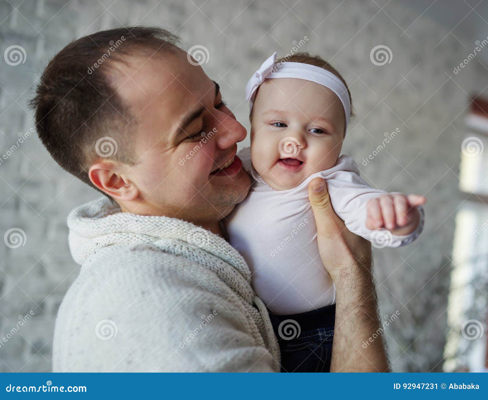 Happy Father with Cute Baby Stock Image - Image of adorable, holding ...