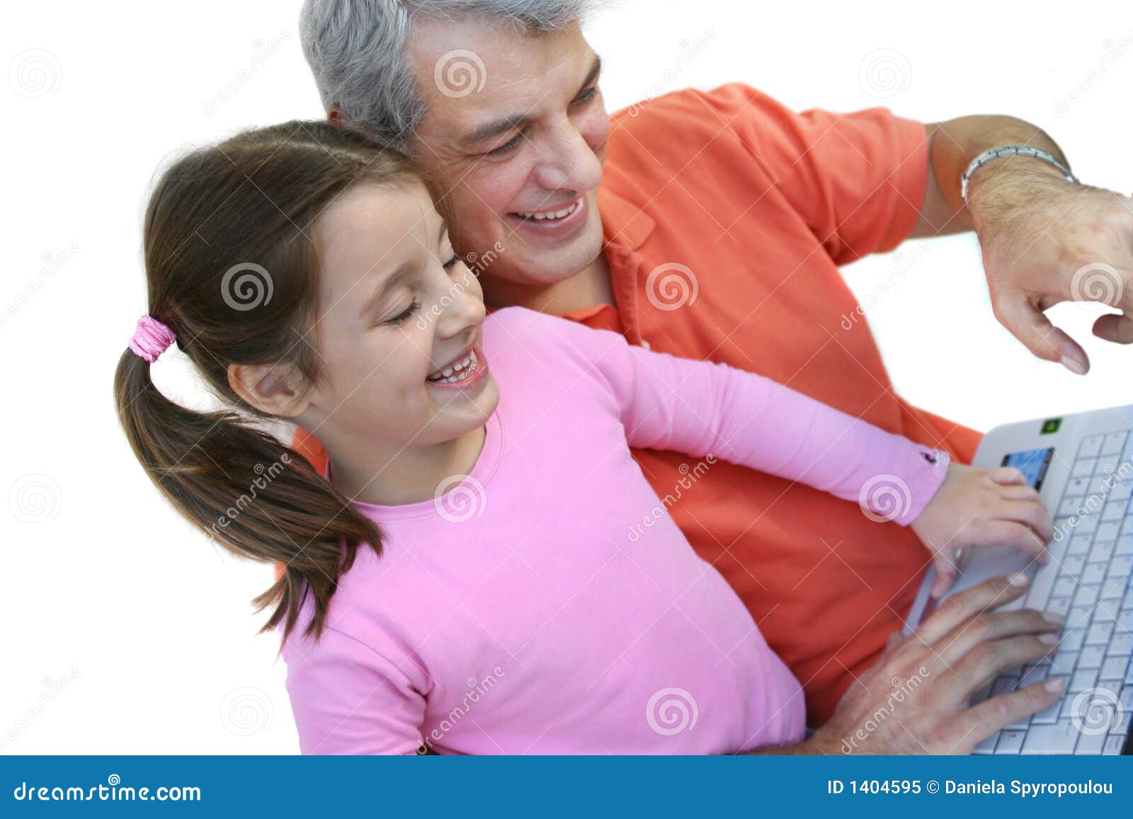 Father and Daughter Typing on Keyboard Stock Image - Image of daddy ...