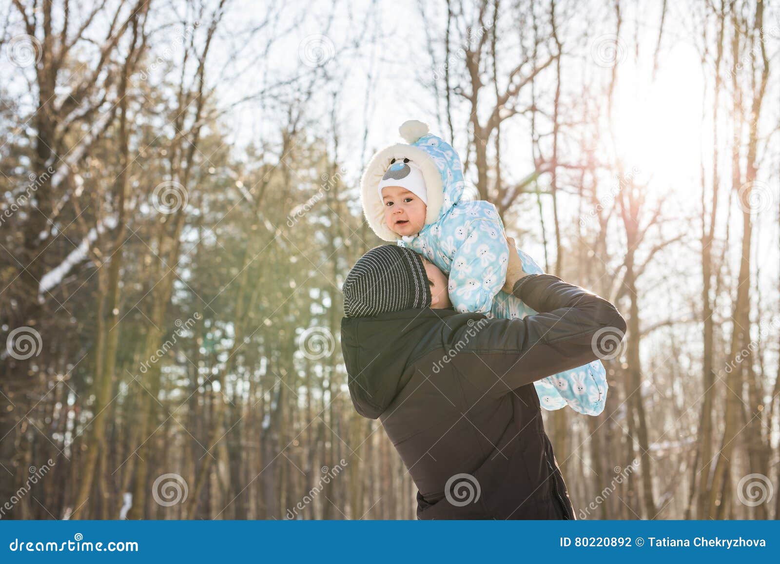 Happy Father with His Baby on Winter Weekend Stock Photo - Image of ...