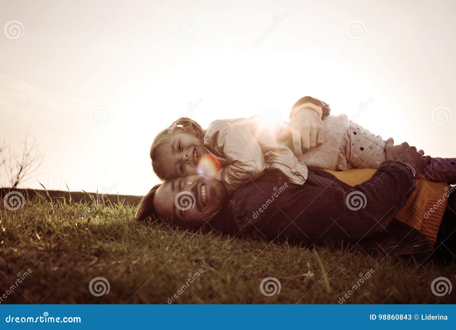 Happy Father With His Daughter Outdoor Stock Image Image Of Girl
