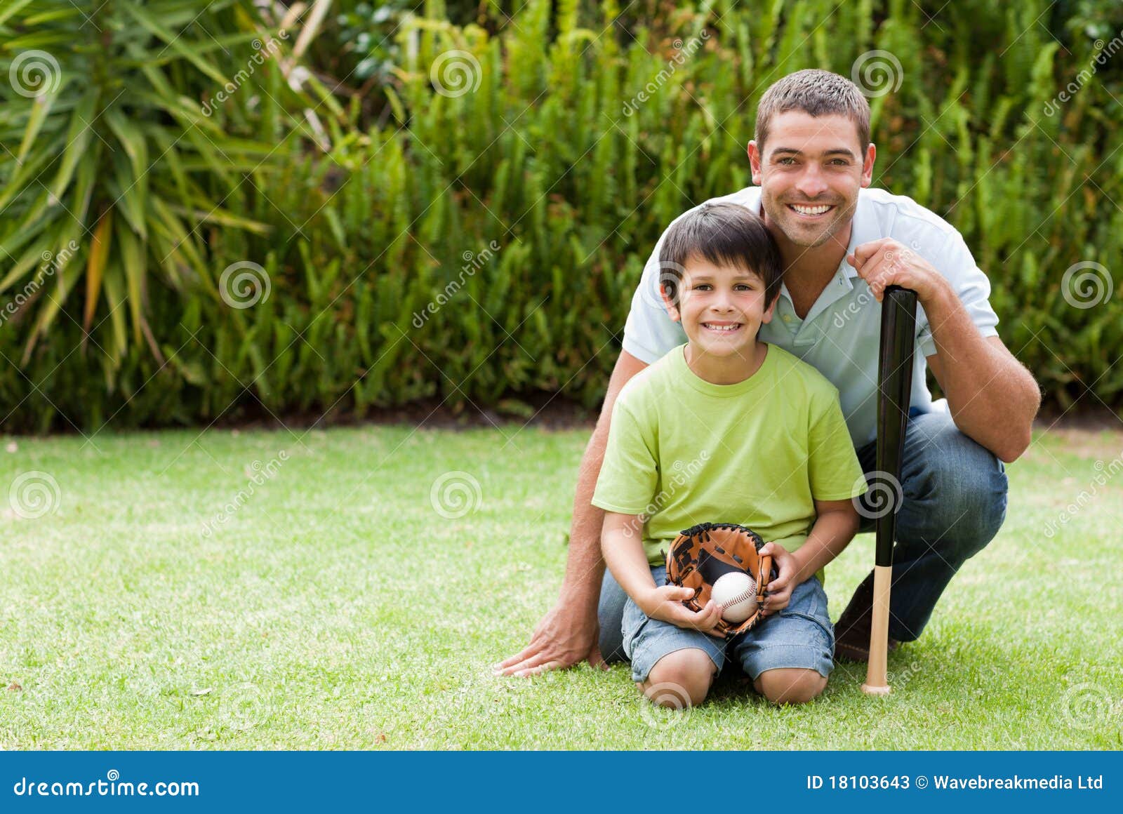 Happy Father And His Son Playing Baseball Royalty-Free Stock ...