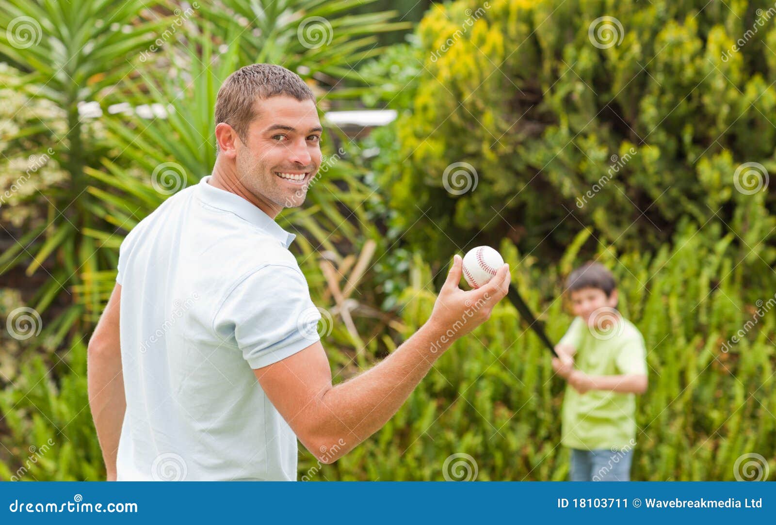 Happy Father and His Son Playing Baseball Stock Image - Image of cute ...