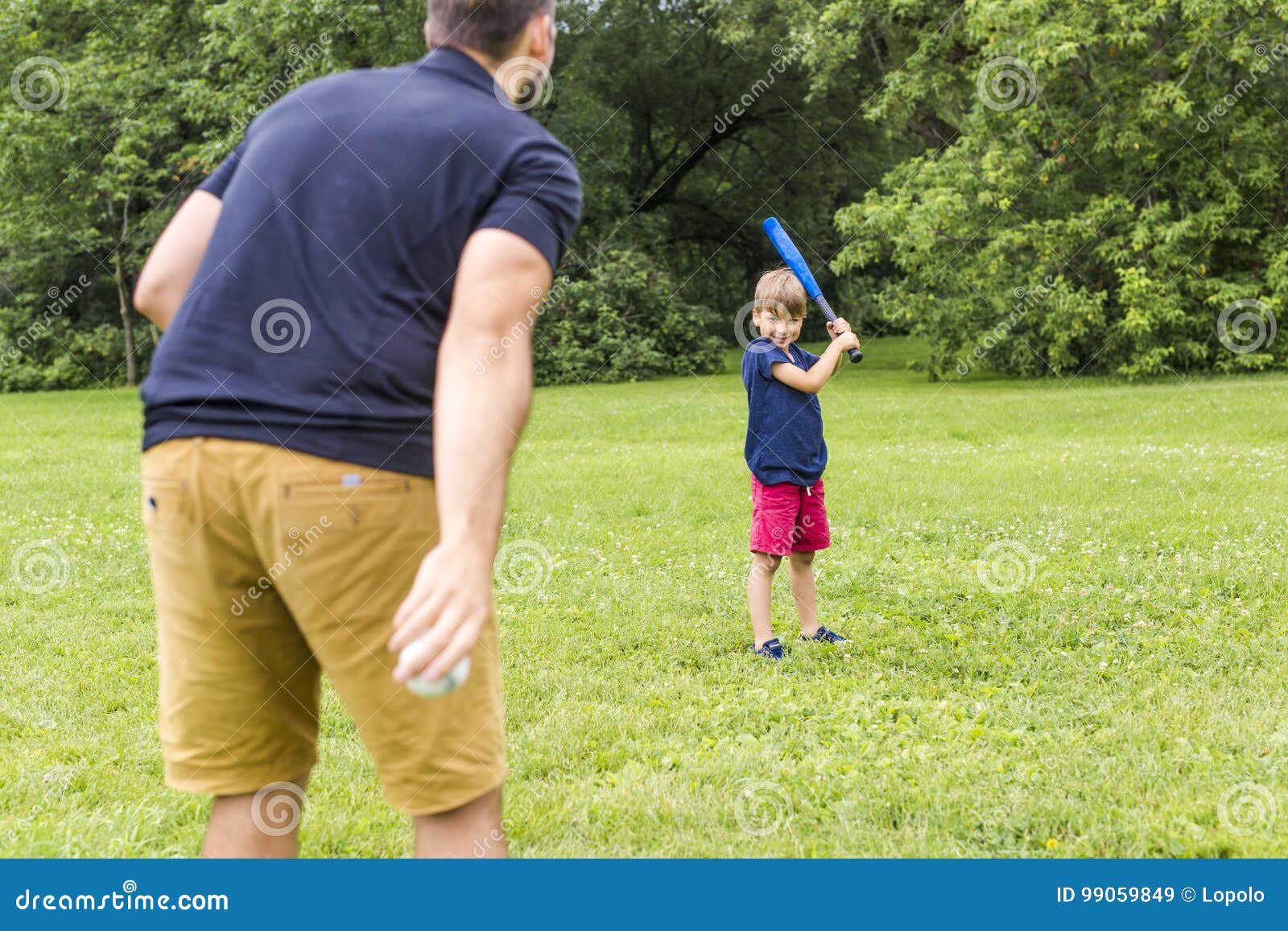Happy Father and His Son Playing Baseball Stock Image - Image of male ...