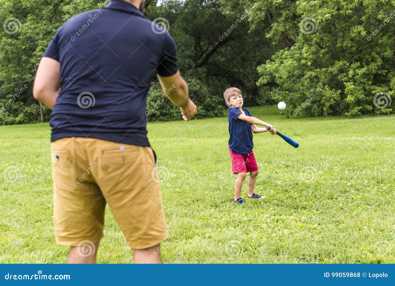 Happy Father and His Son Playing Baseball Stock Photo - Image of ...