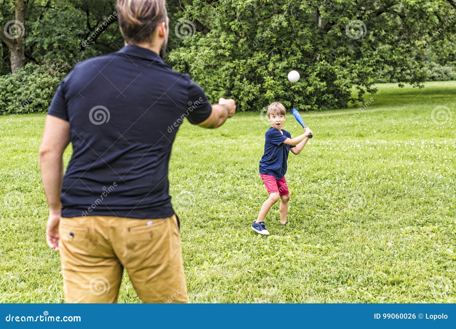Happy Father and His Son Playing Baseball Stock Photo - Image of family ...