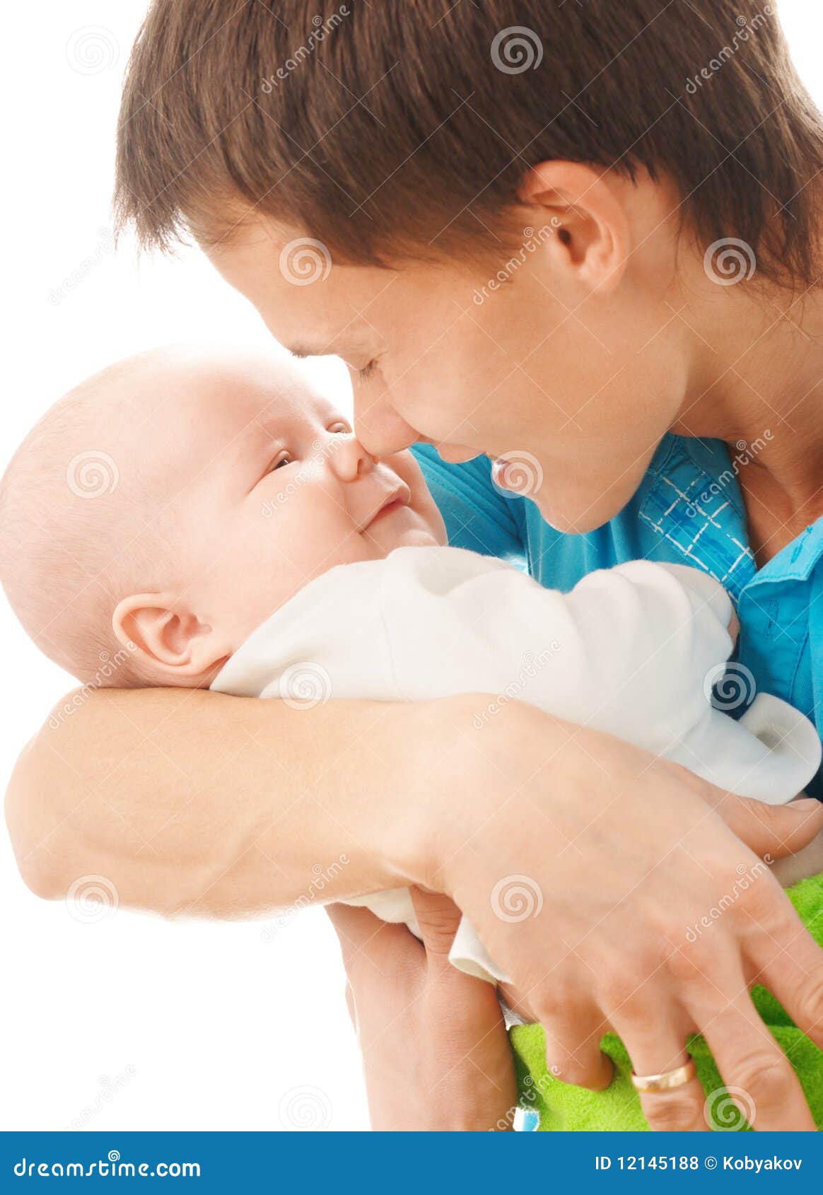 Happy Father Holds His Little Child Stock Photo - Image of closeup ...