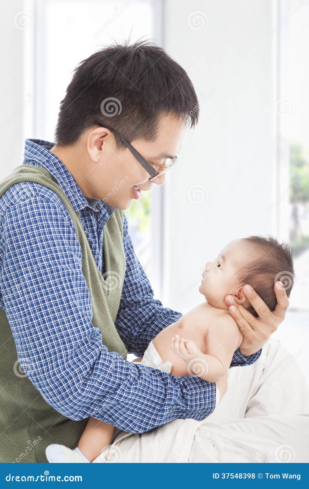 Happy Father Hug His Smiling Son Stock Photo - Image of infant ...
