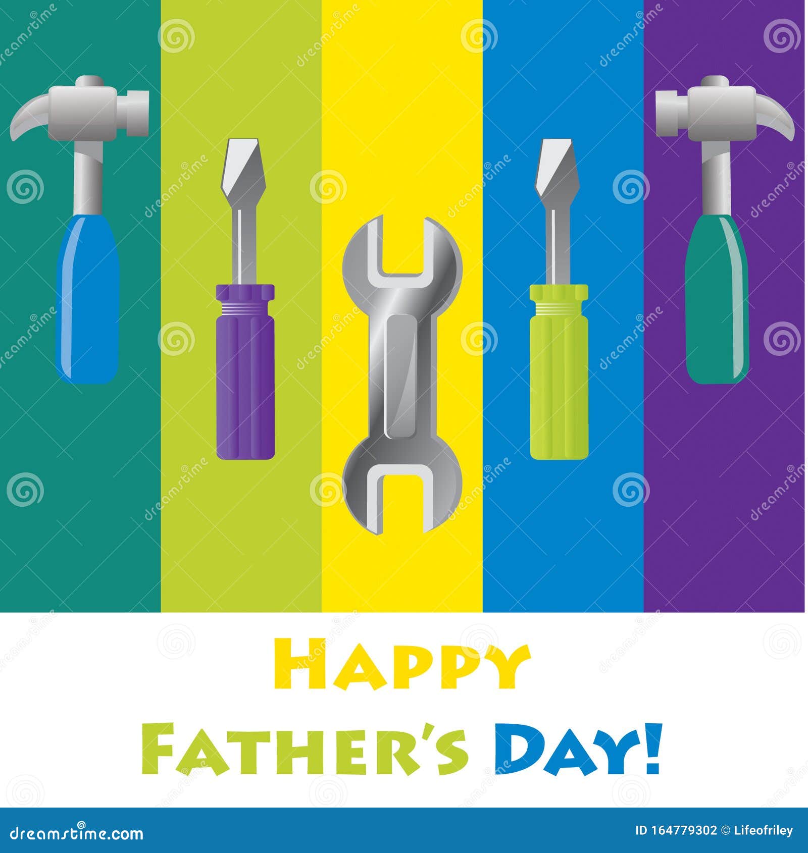 Happy Father`s Day Tool Card Stock Vector - Illustration of daughter ...