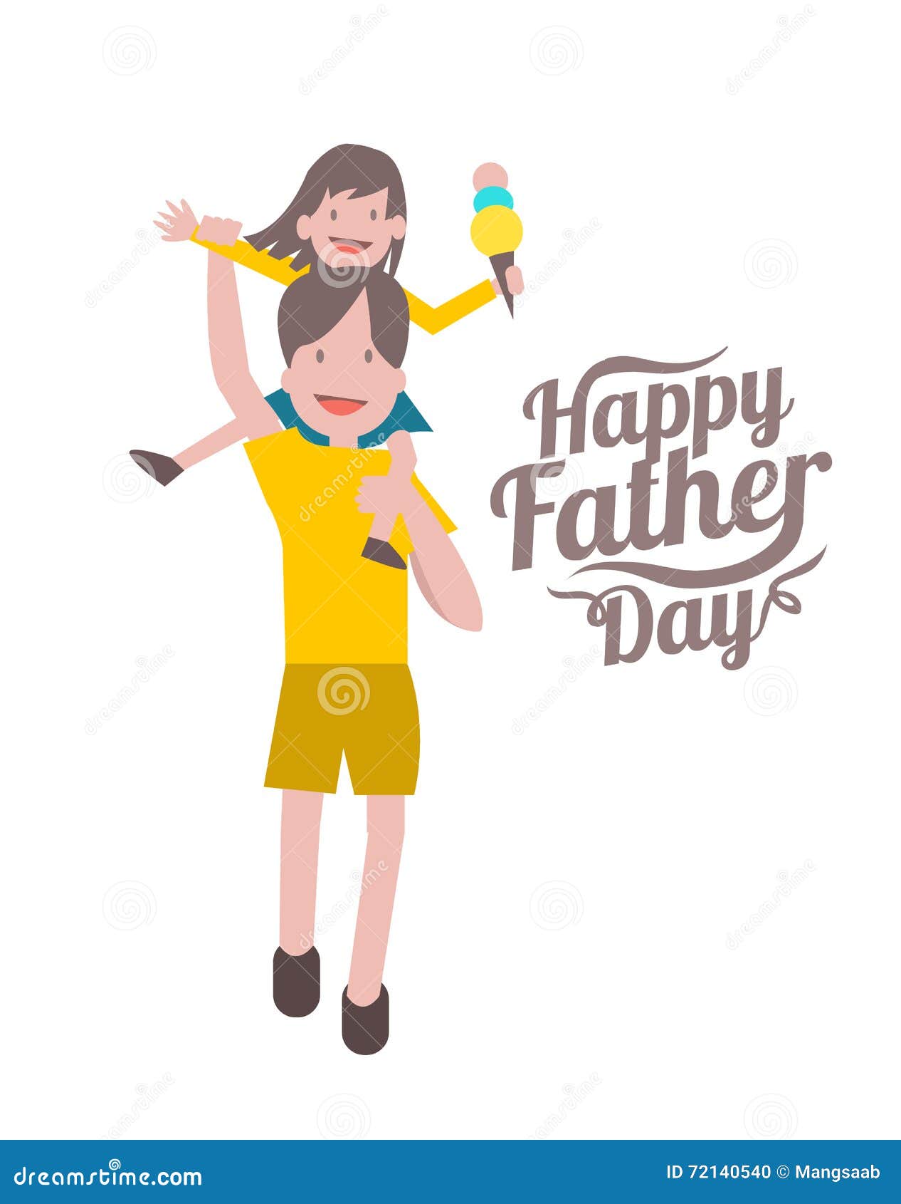 Happy Father S Day. Father and Daughter. Stock Vector - Illustration of ...