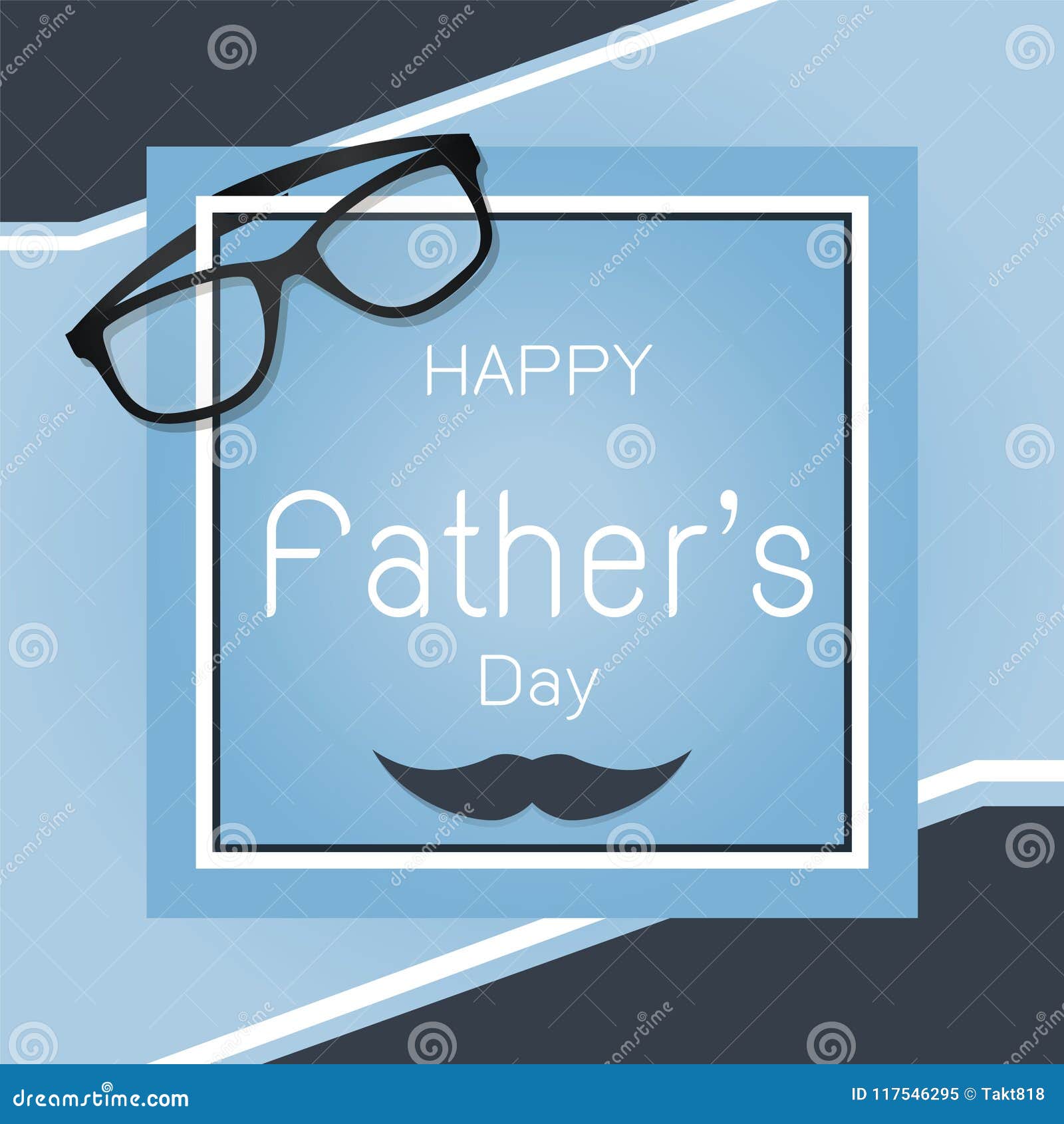 Happy Father`s Day Greeting on Blue Background Stock Vector ...