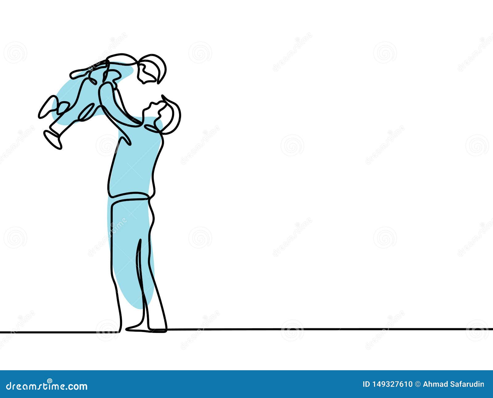 Happy Father S Day One Line Drawing of Daddy and Son Stock Vector ...