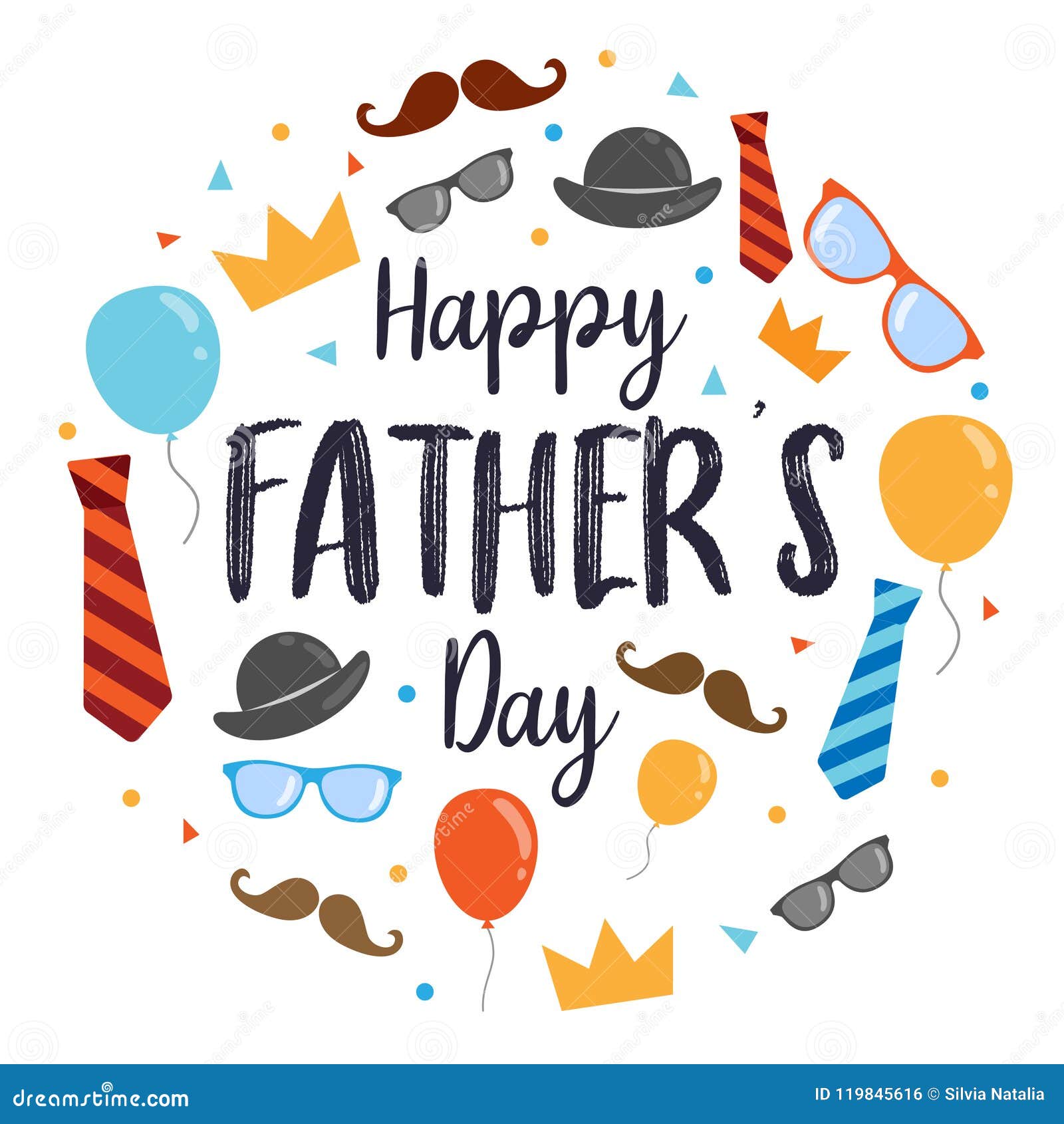Happy Father`s Day Vector Design With Design Elements Cartoon Style