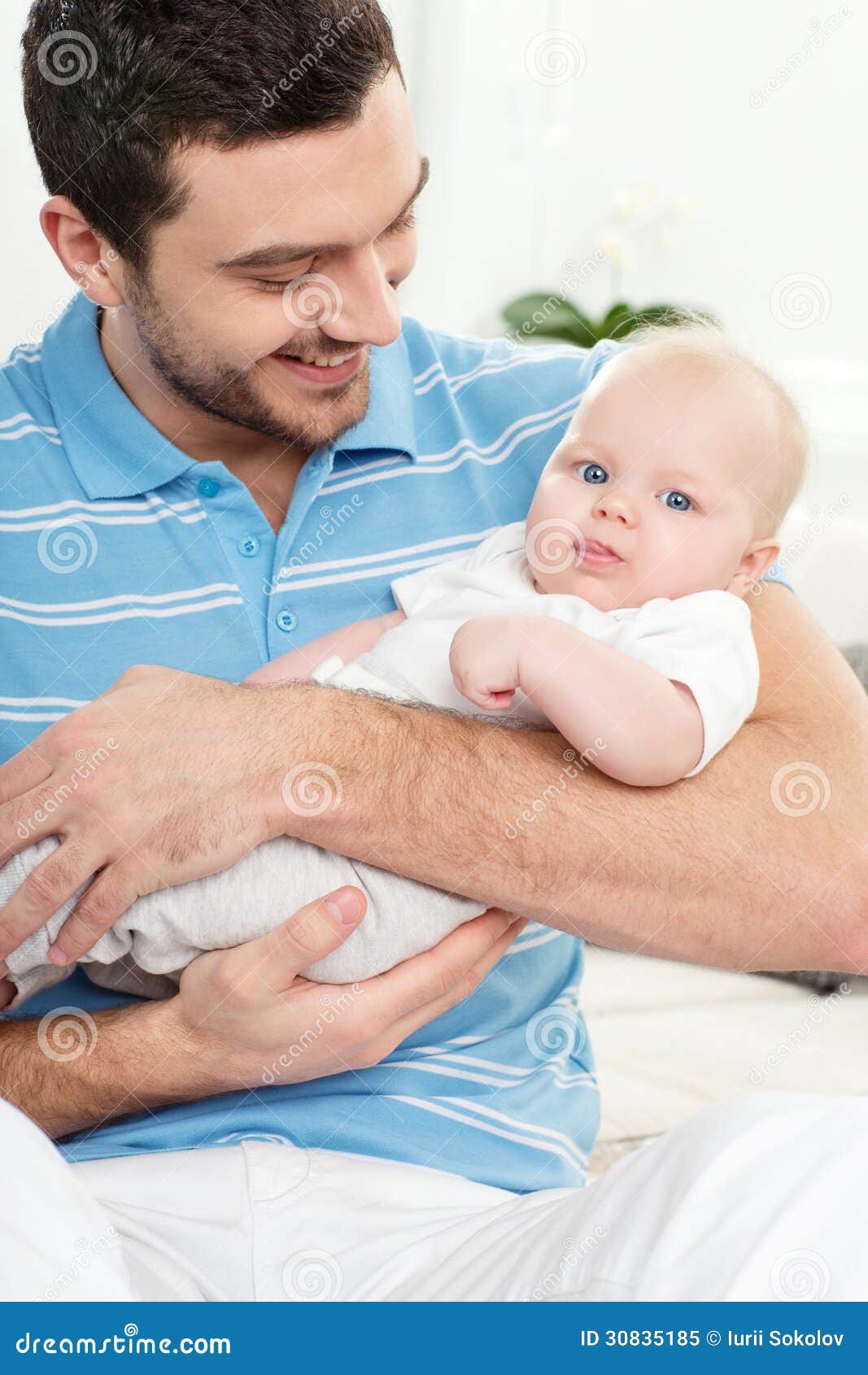 Happy Father Sitting with Baby Stock Image - Image of expression ...