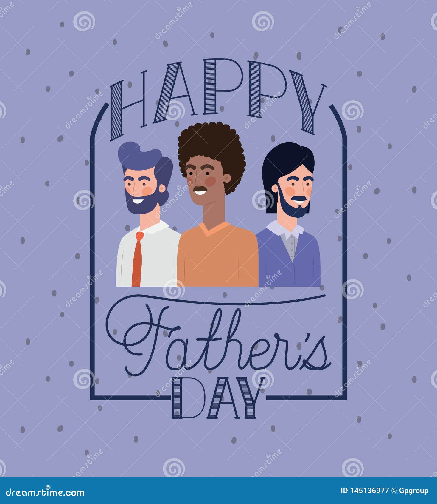 Happy Fathers Day Card with Dads Characters Stock Vector - Illustration ...