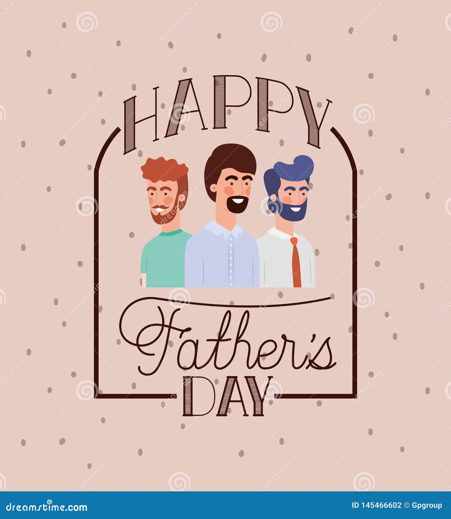 Happy Fathers Day Card with Dads Characters Stock Vector - Illustration ...