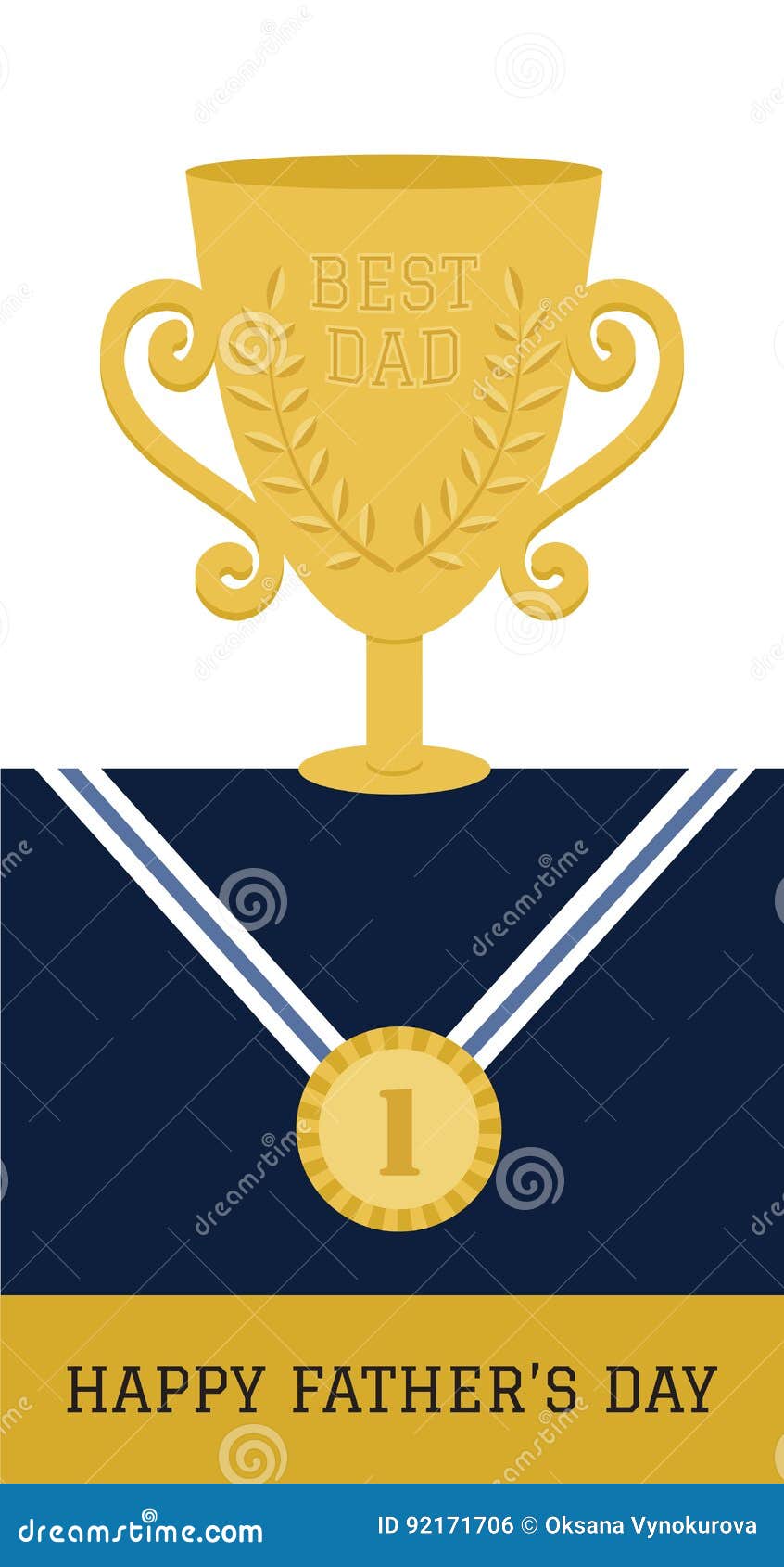 Happy Fathers Day, Champion Dad Vector Card Stock Vector - Illustration ...