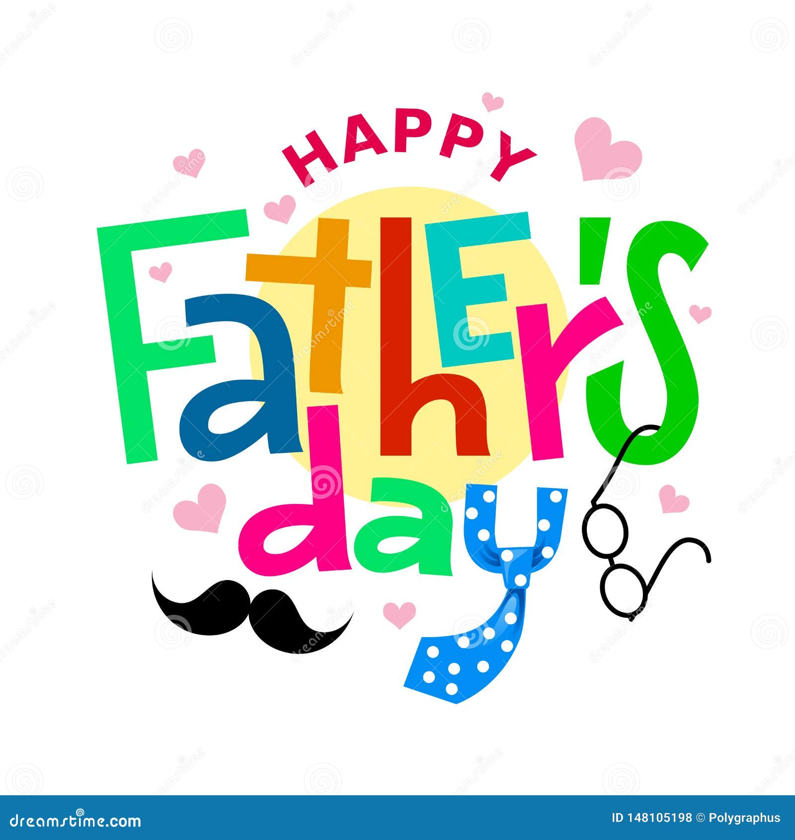 Happy Fathers Day. Colorful Vector Lettering on White Background Stock ... Happy Fathers Day. Colorful Vector Lettering on White Background Stock ...