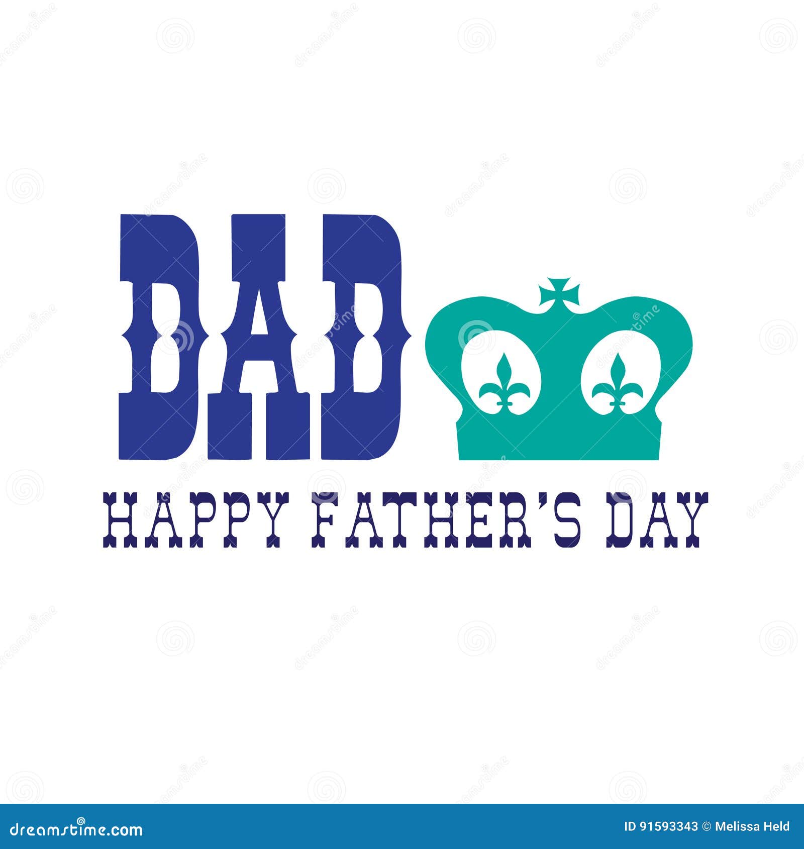 Happy Fathers Day with Crown Stock Illustration - Illustration of crown ...
