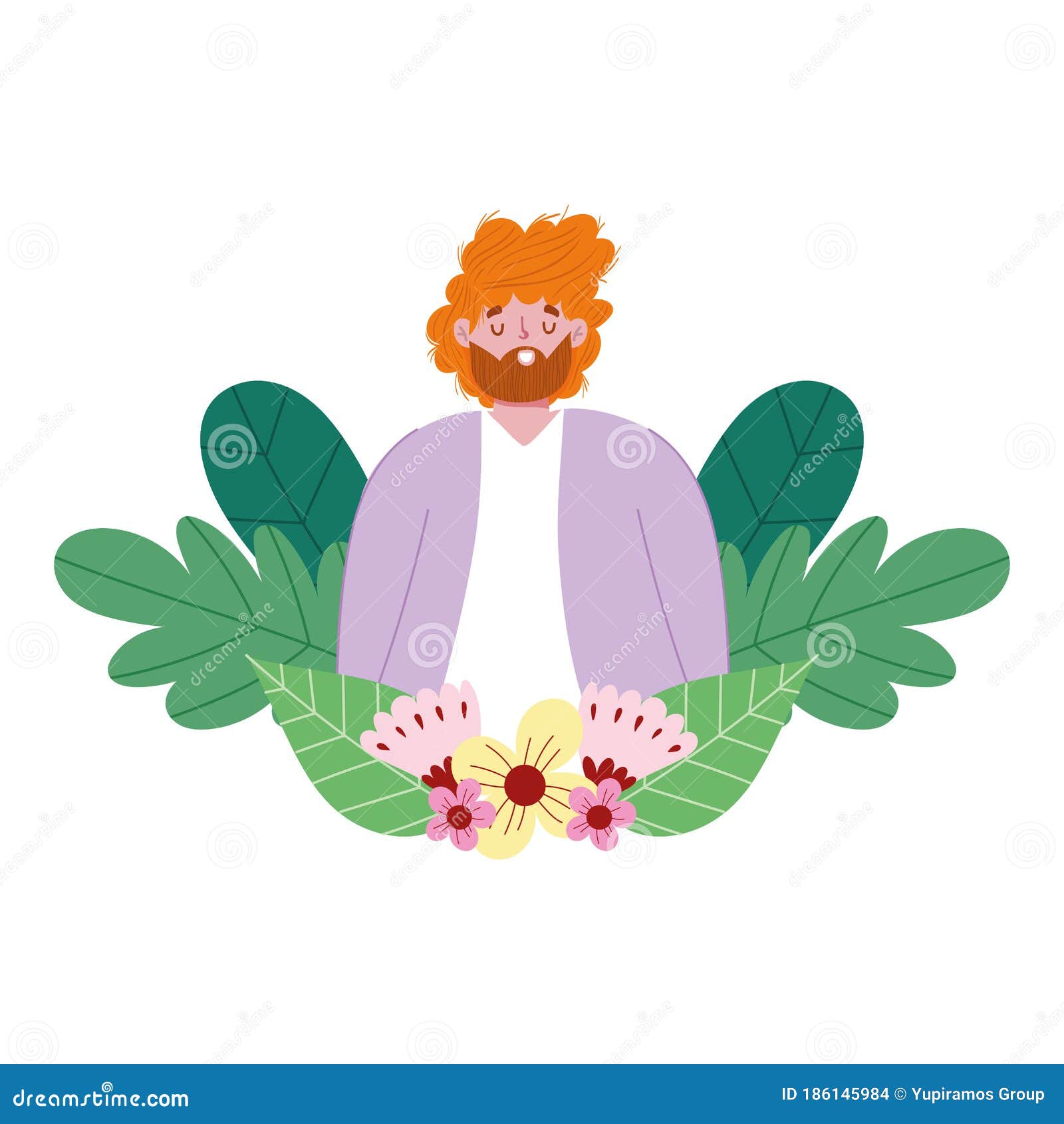 Happy Fathers Day, Dad Character with Flowers Stock Vector ...