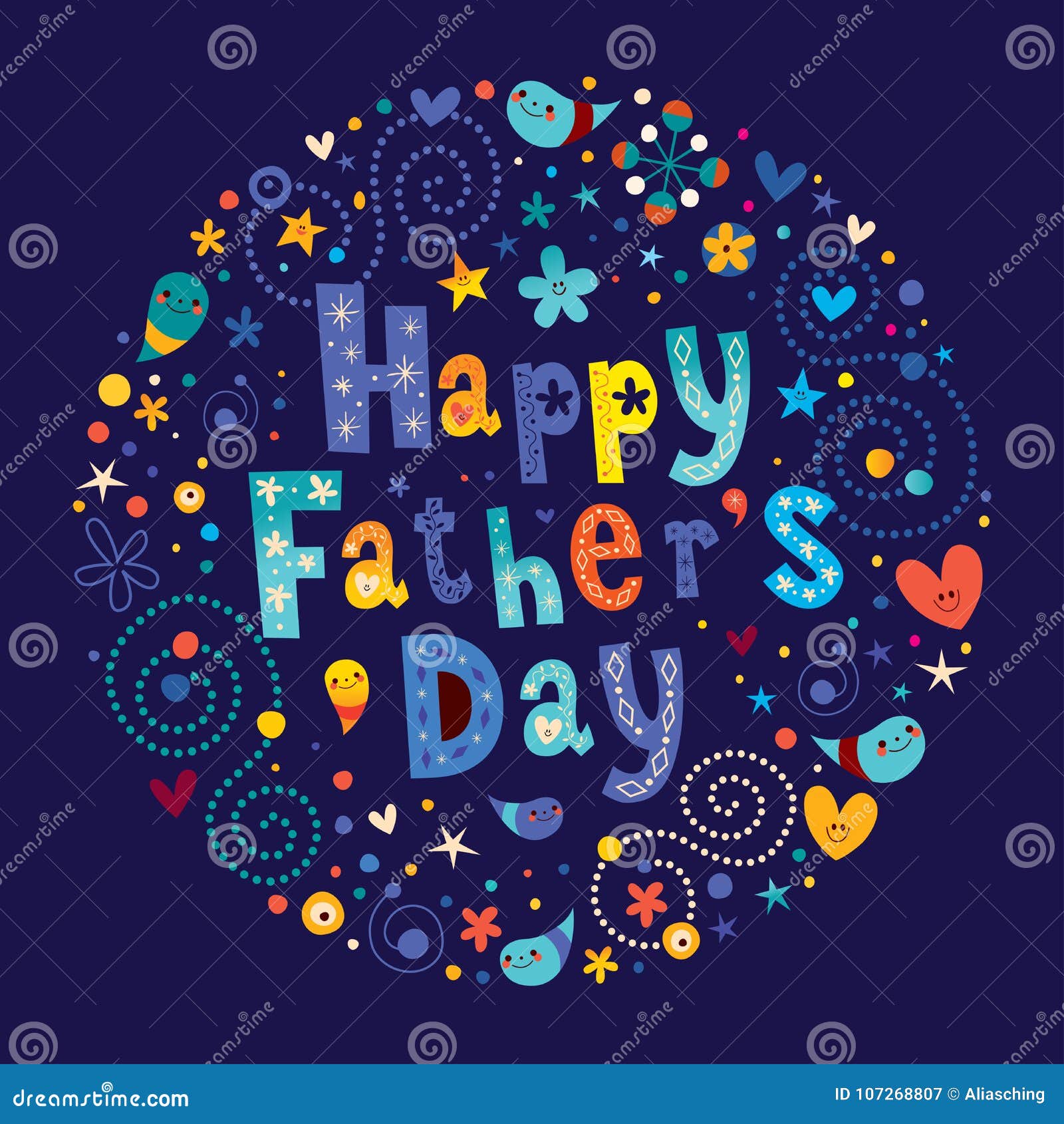 Happy Fathers Day Vintage Retro Type Font Cartoon Vector ...