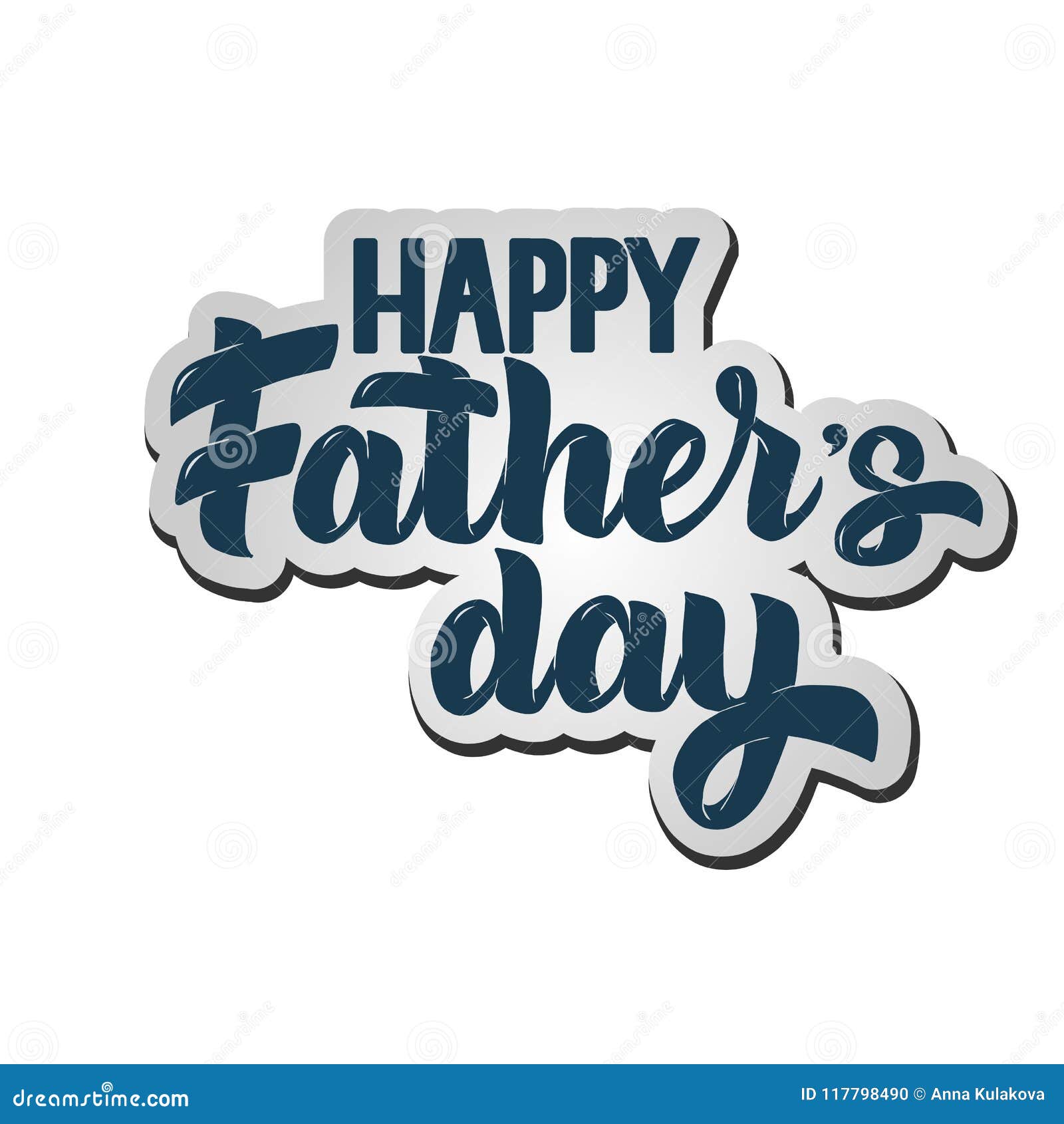 Happy Fathers Day Hand Drawn Lettering For Greeting Card Poster
