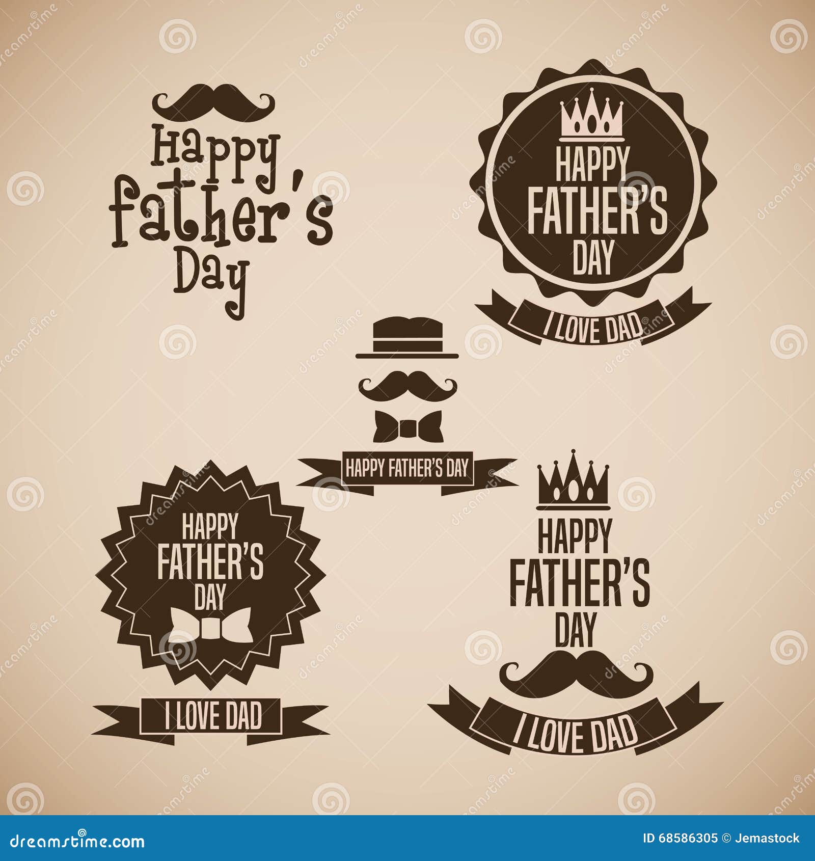 Happy Fathers Day Icon Design Stock Vector - Illustration of card ...