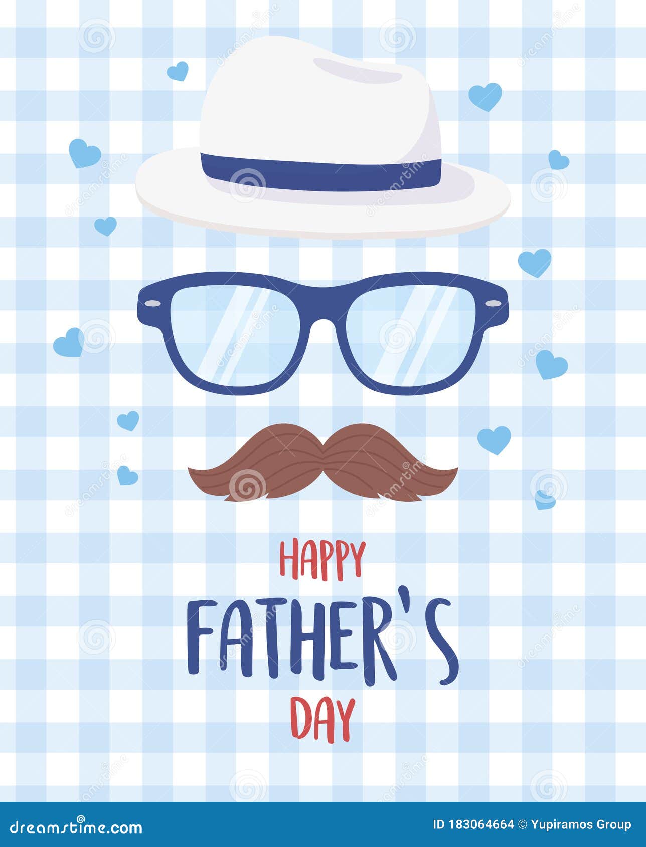 Happy Fathers Day, Moustache Glasses Hat Hearts Blue Background Stock ... Happy Fathers Day, Moustache Glasses Hat Hearts Blue Background Stock ...