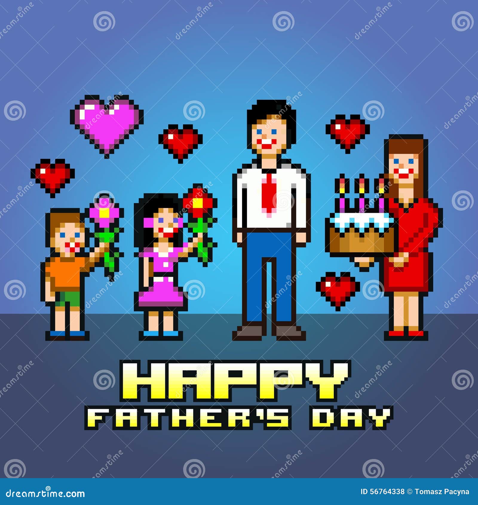 Happy Fathers Day Pixel Art Style Vector Illustration Stock Vector ...