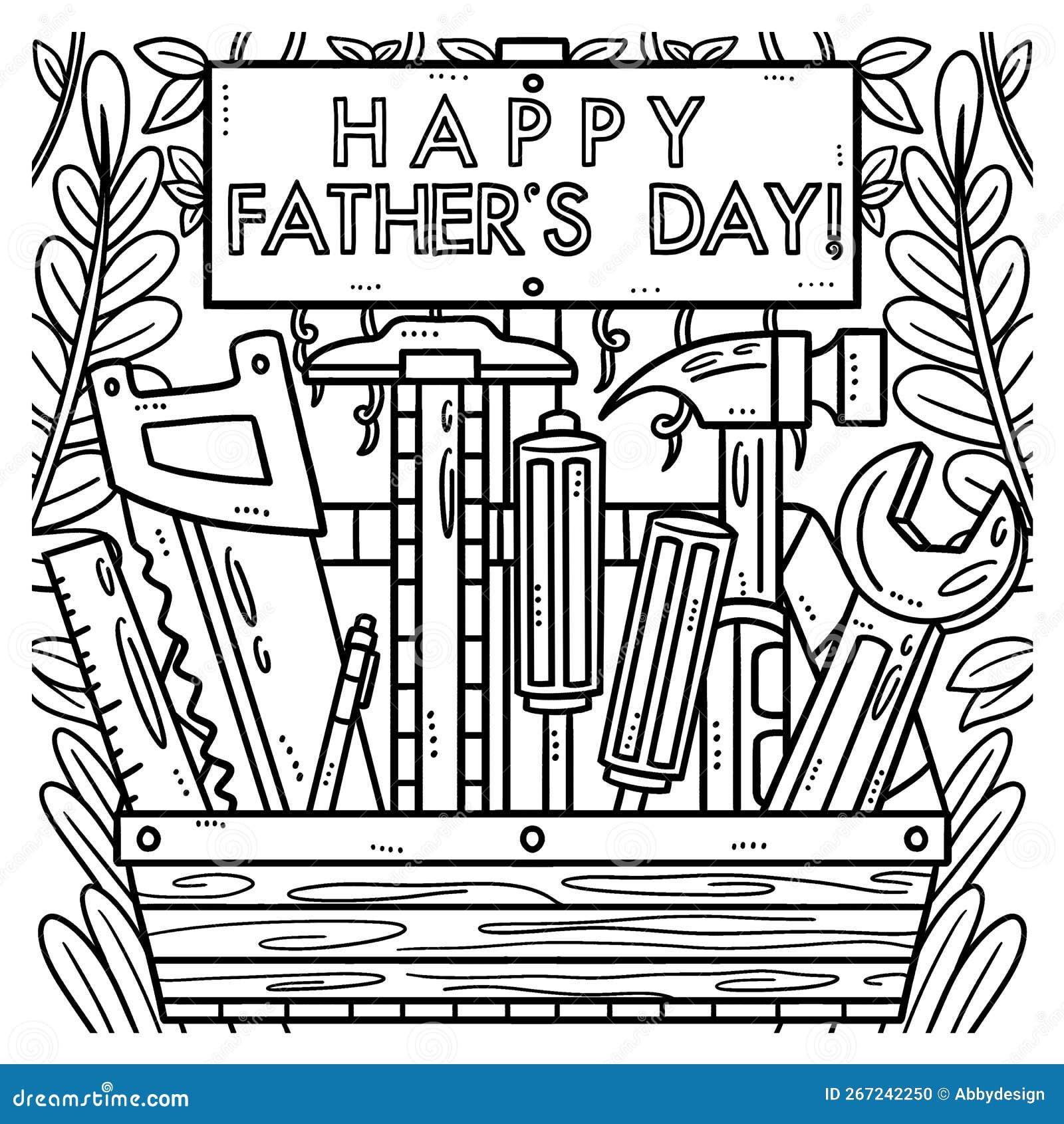 Happy Fathers Day Toolbox Coloring Page for Kids Stock Vector ... Happy Fathers Day Toolbox Coloring Page for Kids Stock Vector ...