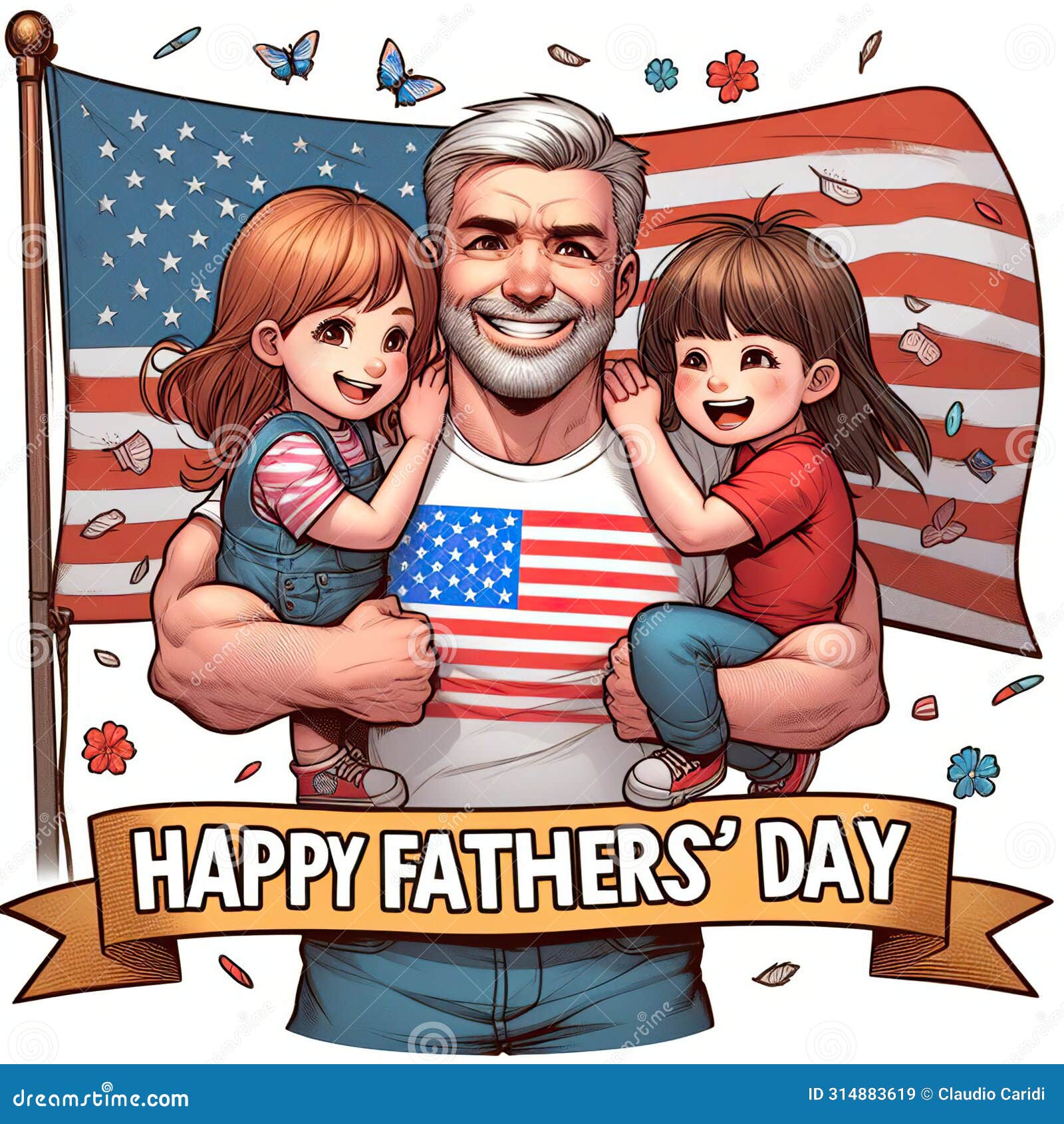 Happy Fathers Happy Father S Day Cartoon Image Stock Illustration ...