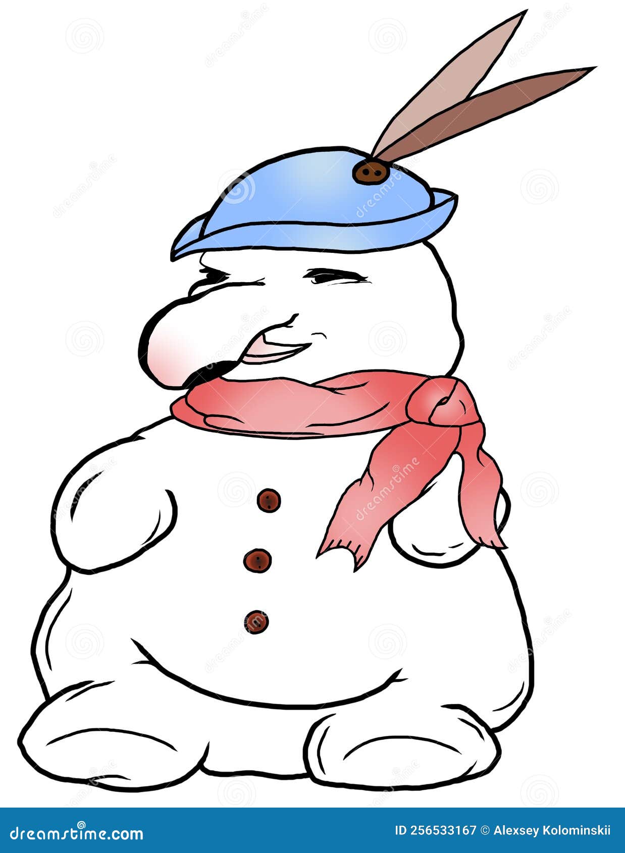 Happy fatty snowman stock illustration. Illustration of snowman - 256533167