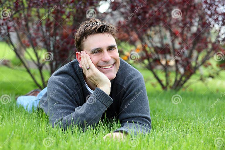 Happy Fellow stock image. Image of outdoors, grass, hair - 2414797